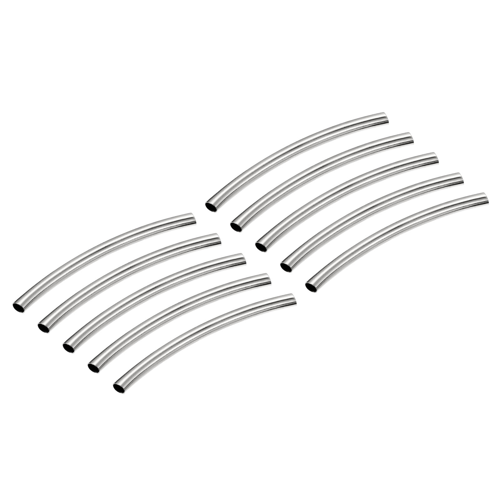 Uxcell 3mmx2.6mmx40mm Brass Curved Noodles Tube Beads Silver 30 Pack ...