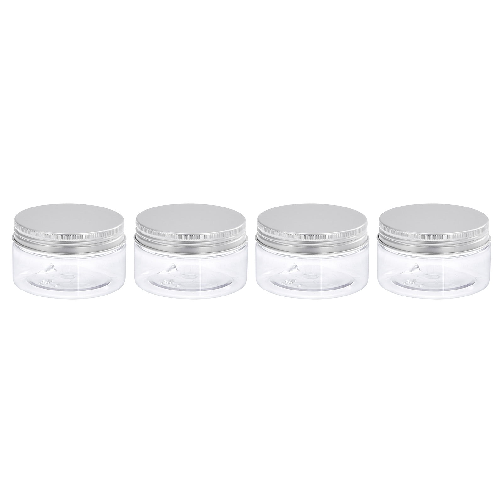 Uxcell 3oz/ 100ml Round Plastic Jars with Silver Aluminum Screw Top Lid ...
