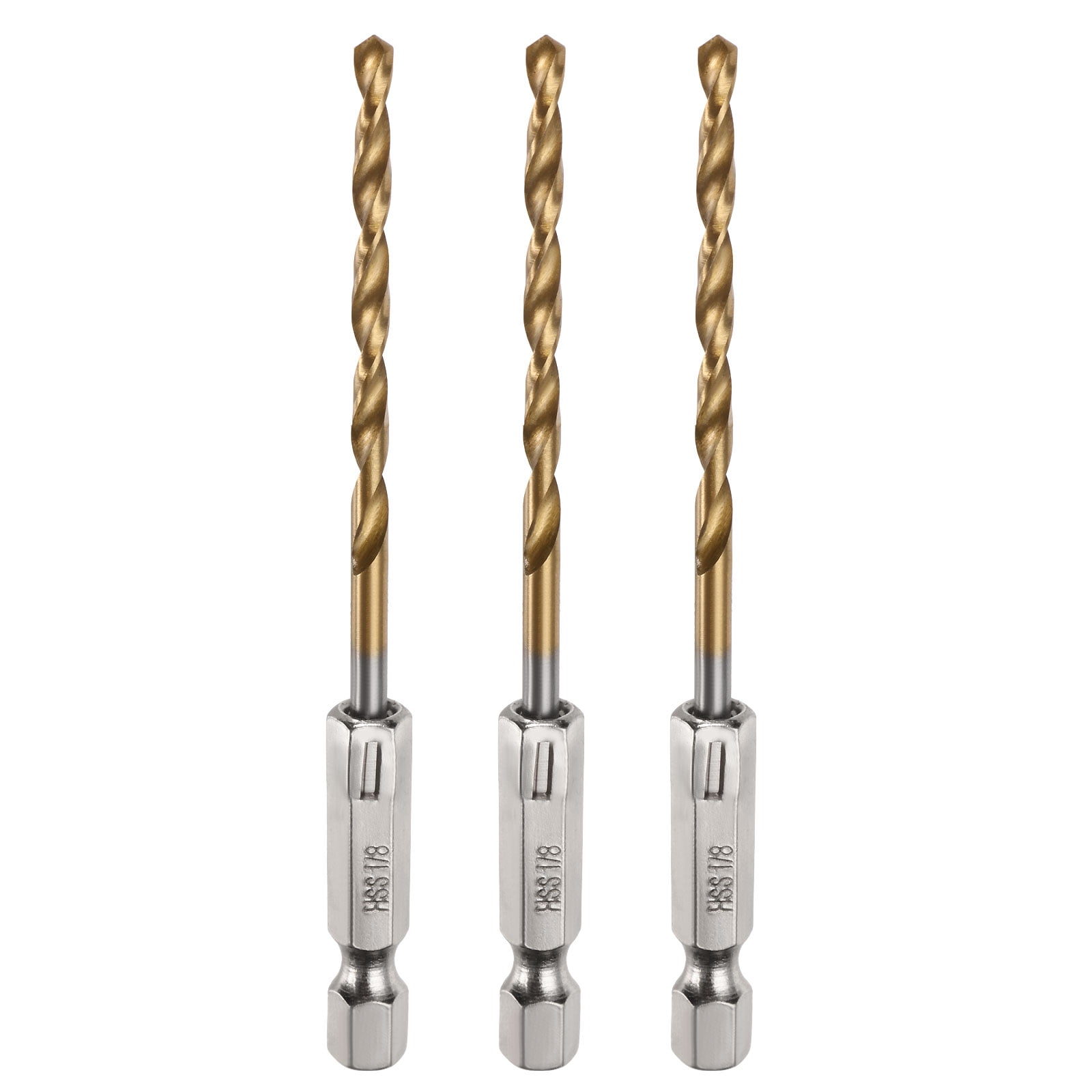 Uxcell 3pack Hex Shank Drill Bit 1/8" M35 High Speed Steel Titanium ...