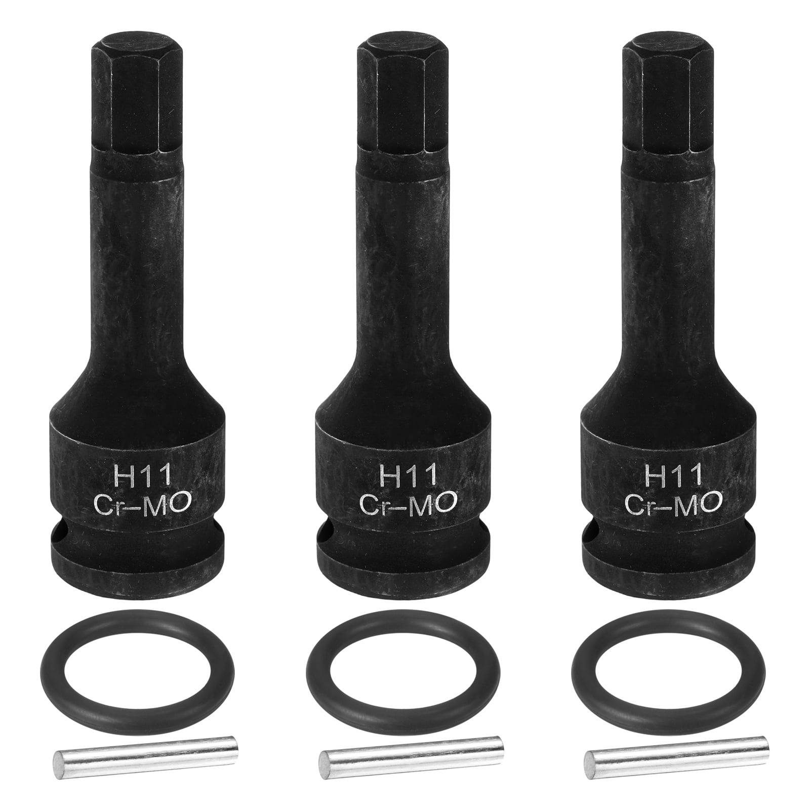 Uxcell 3pcs 1/2" Drive Impact Hex Bit Socket H11(11mm) Metric CR-MO ...