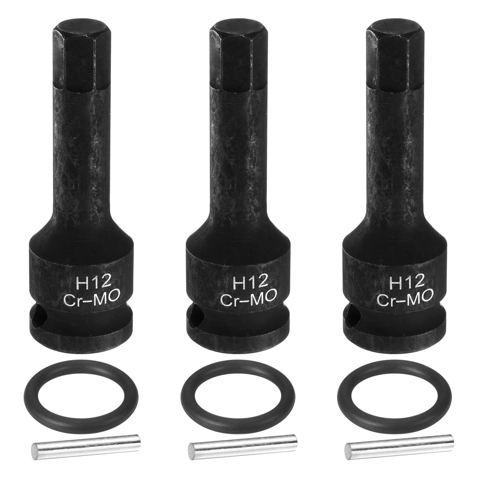 Uxcell 3pcs 1/2" Drive Impact Hex Bit Socket H12(12mm) Metric CR-MO ...