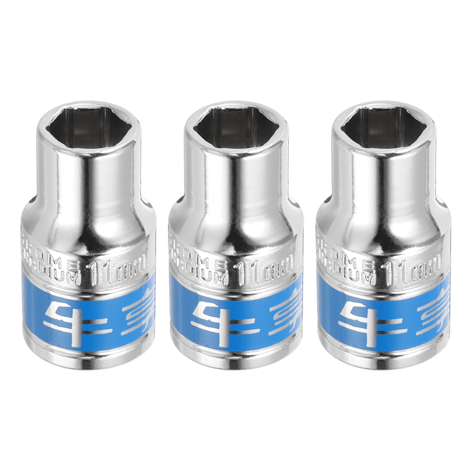 Uxcell 3pcs 1/2 Inch Drive 6-Point Socket 11mm CR-V Metric Shallow ...