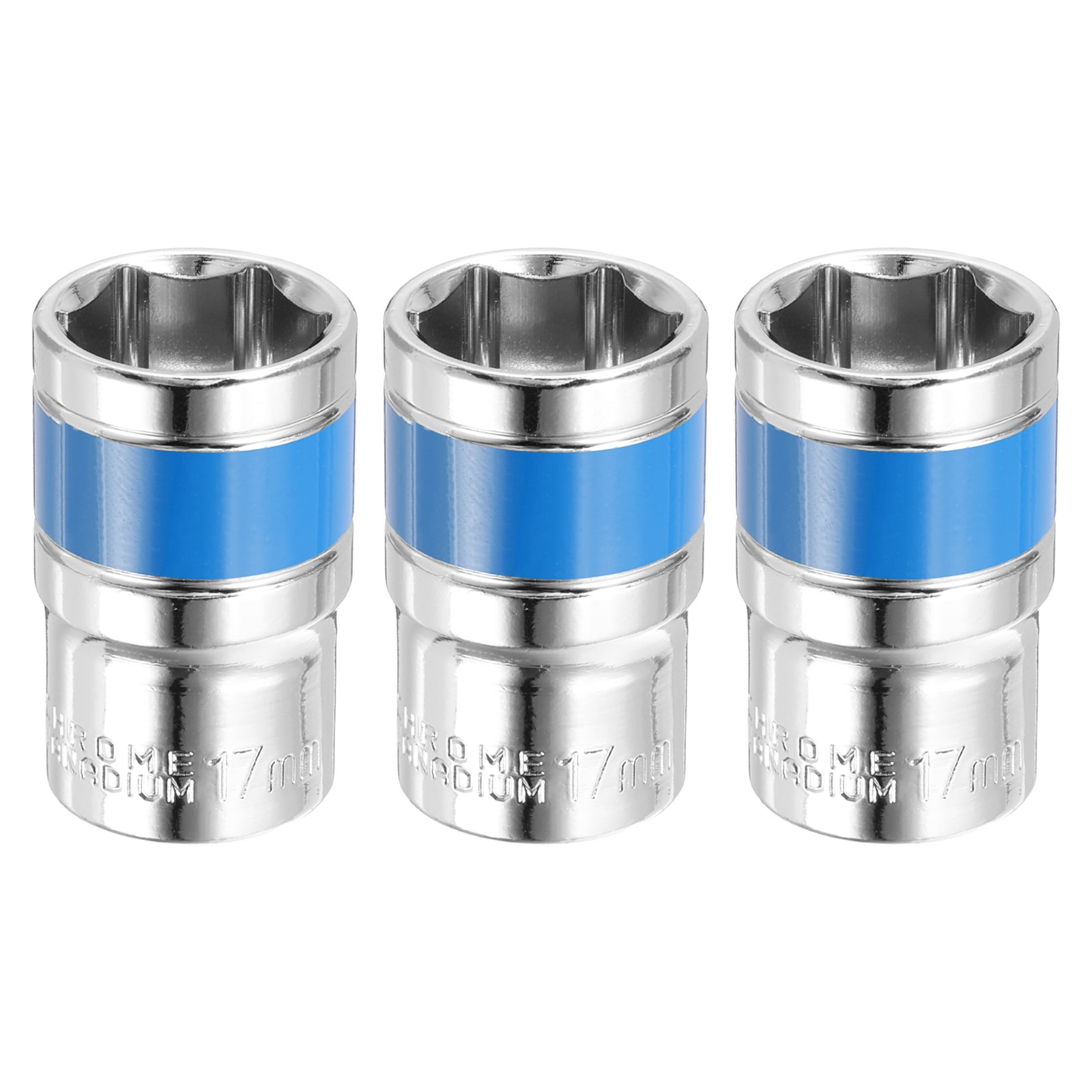 Uxcell 3pcs 1/2 Inch Drive 6-Point Socket 17mm CR-V Metric Shallow ...