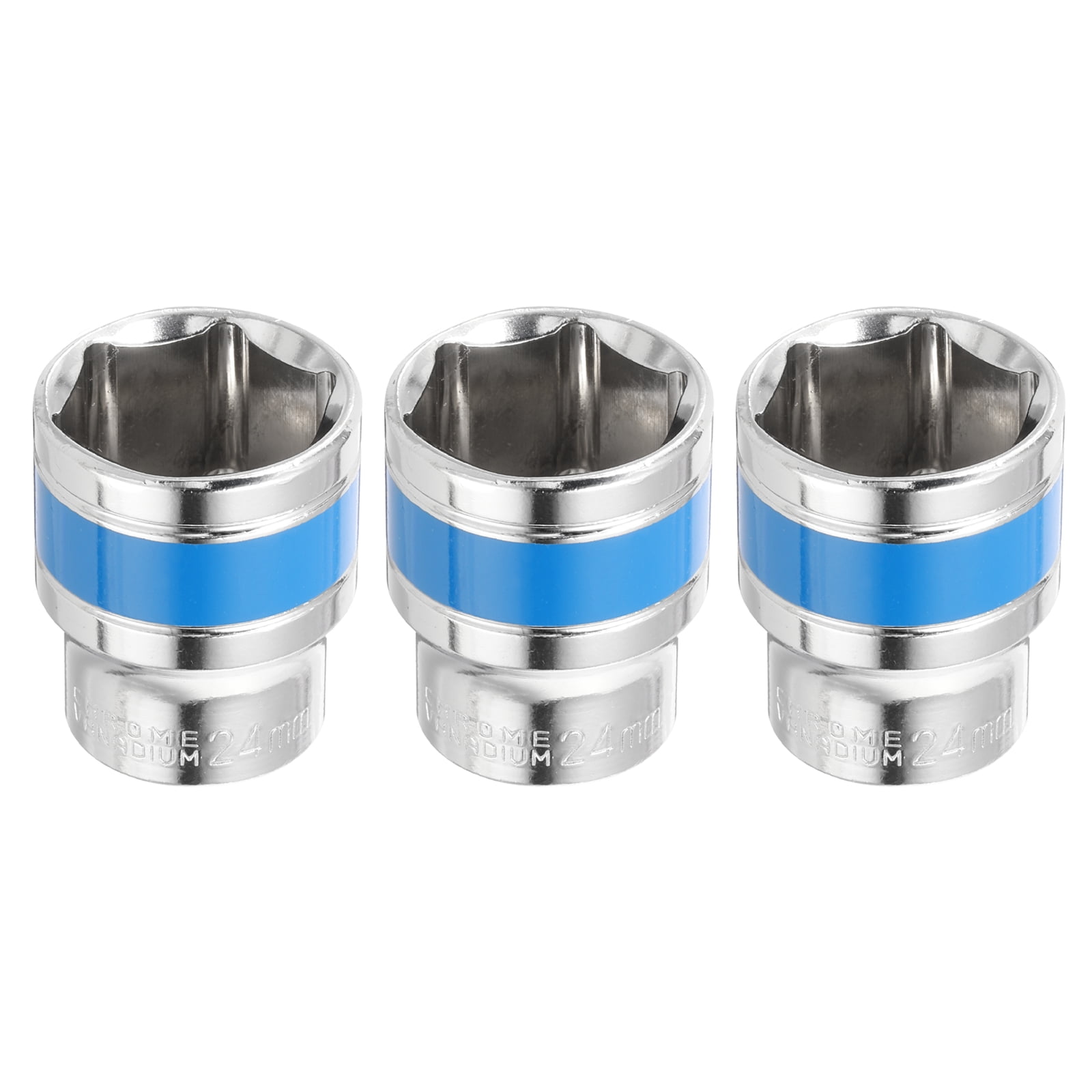 Uxcell 3pcs 1/2 Inch Drive 6-Point Socket 24mm CR-V Metric Shallow ...