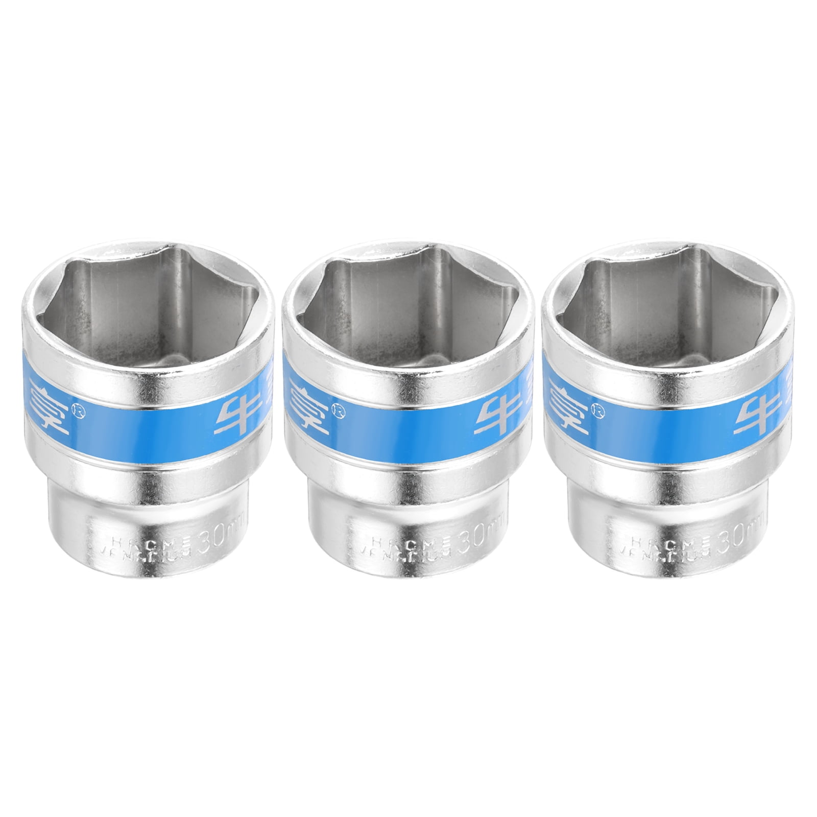 Uxcell 3pcs 1/2 Inch Drive 6-Point Socket 30mm CR-V Metric Shallow ...