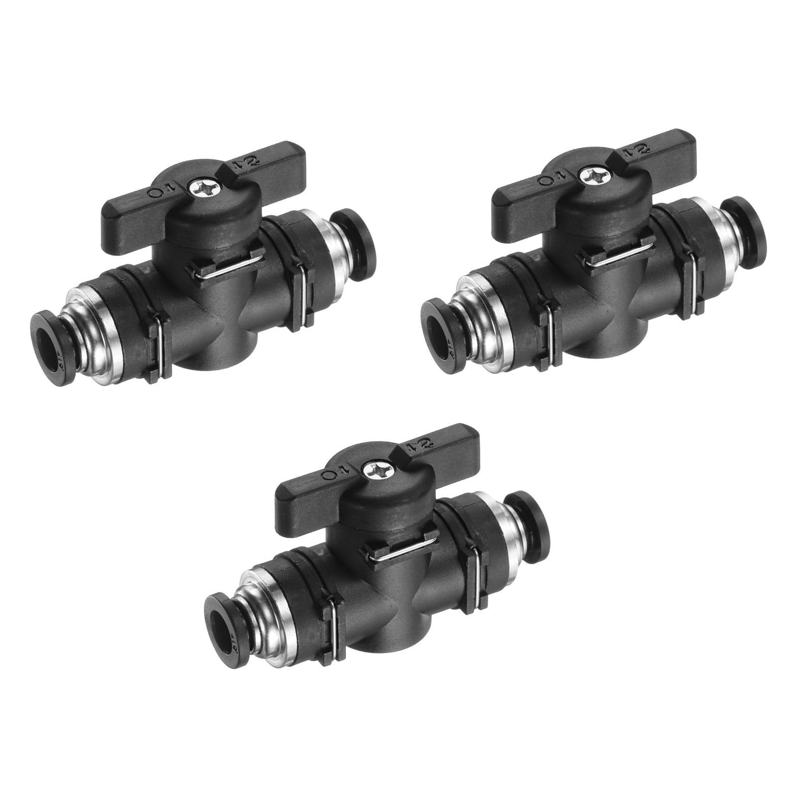 Uxcell 3pcs 1/4" OD Ball Valve Push Quick Connect Pneumatic Air Flow Control Valve Tube Fittings ...