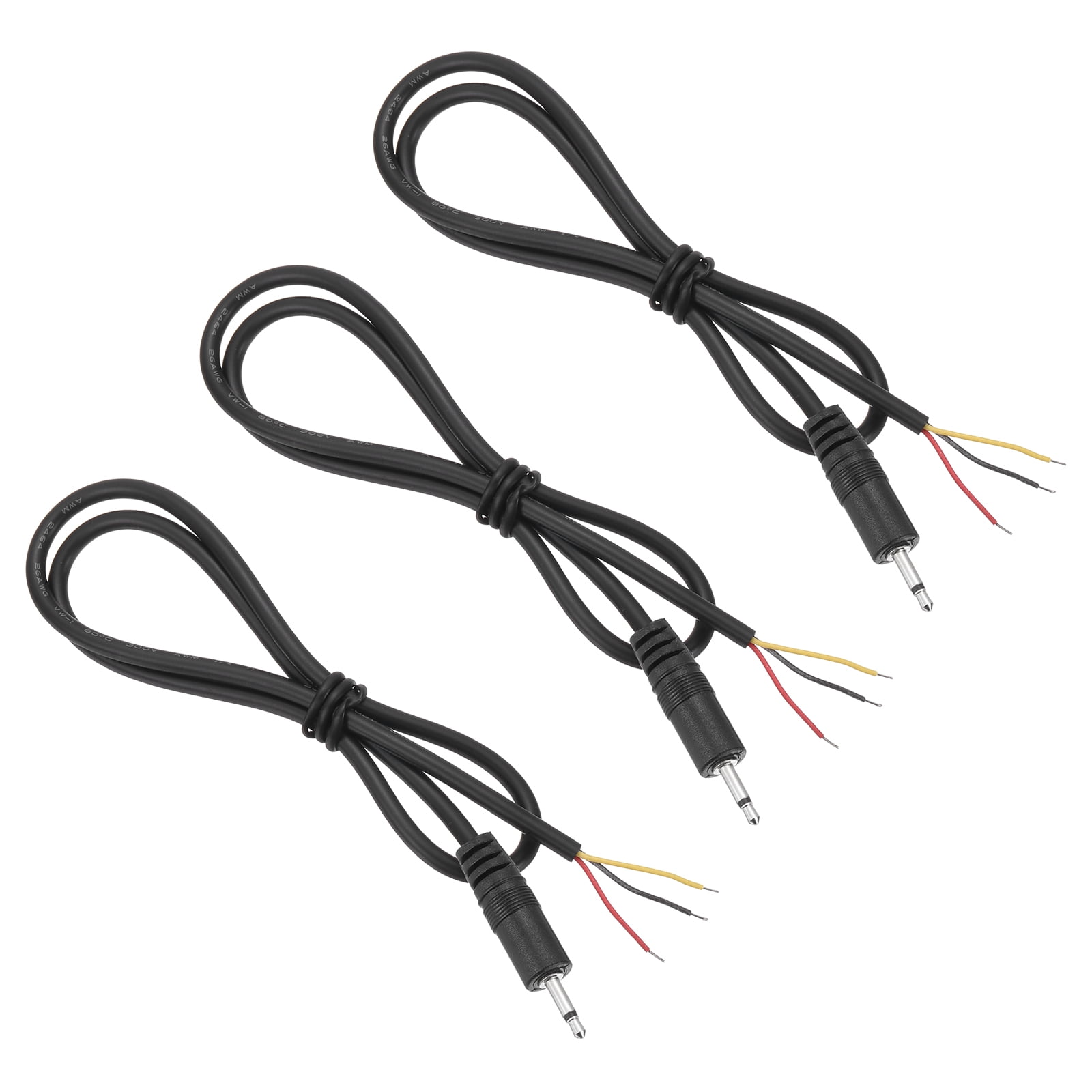 Uxcell 3 Pcs 3.5mm Male Jack to Bare Wire Open End Replacement 26AWG ...