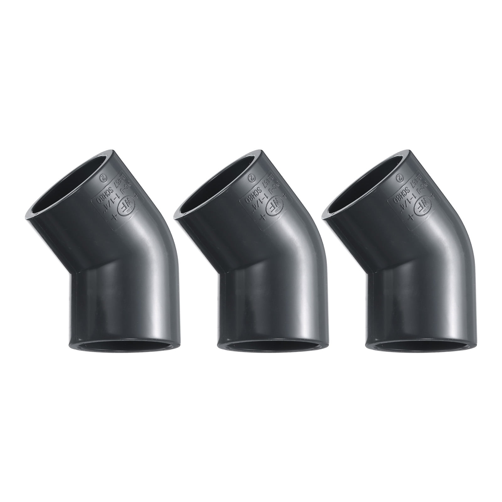 Uxcell 3pcs 45 Degree Elbow PVC Pipe Fitting 1-1/4" 2 Way Furniture Grade PVC Connector ...