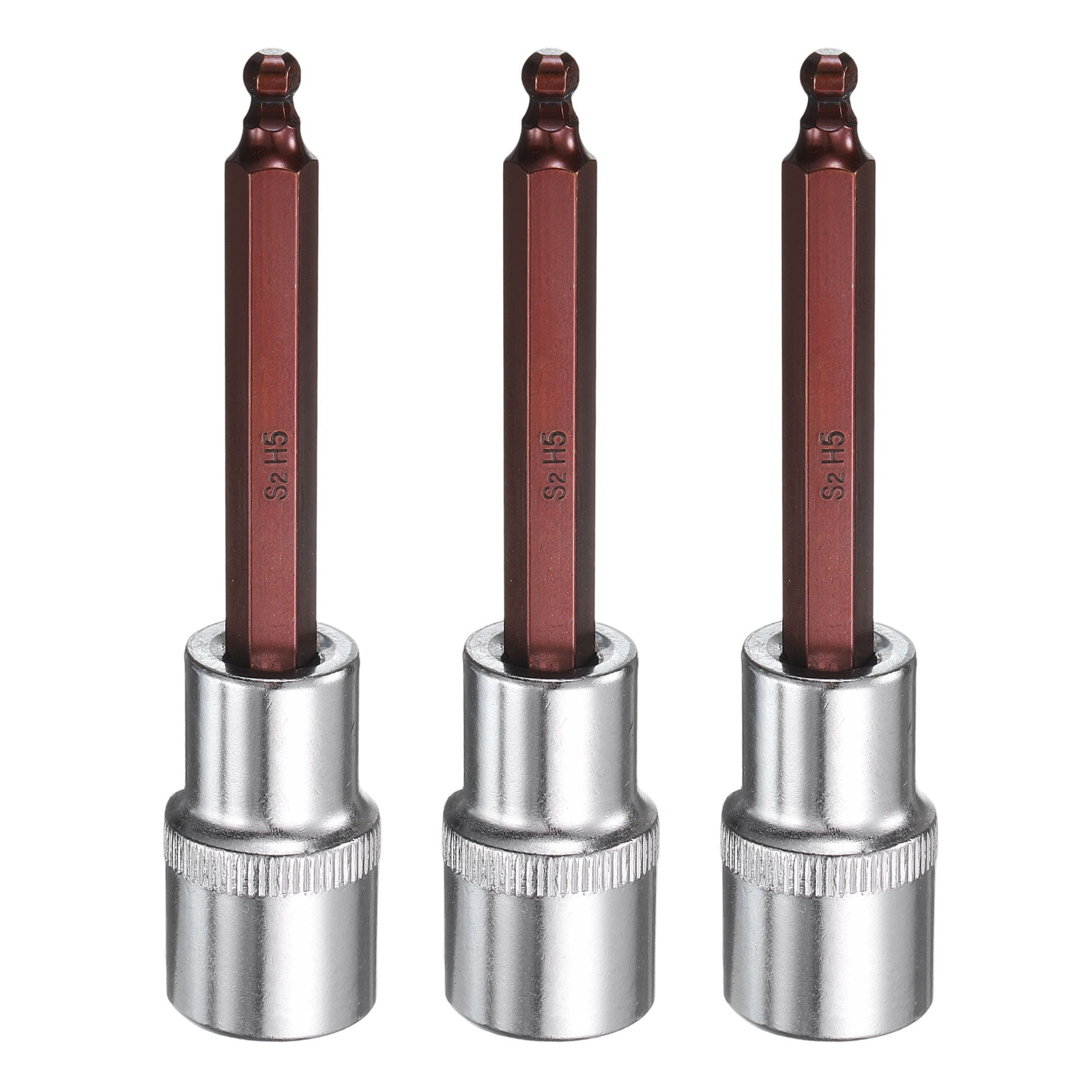 Uxcell 3pcs 5mm Ball End Hex Bit Socket 1/2" Square Drive Metric Extension Impact Bit Power Nut ...