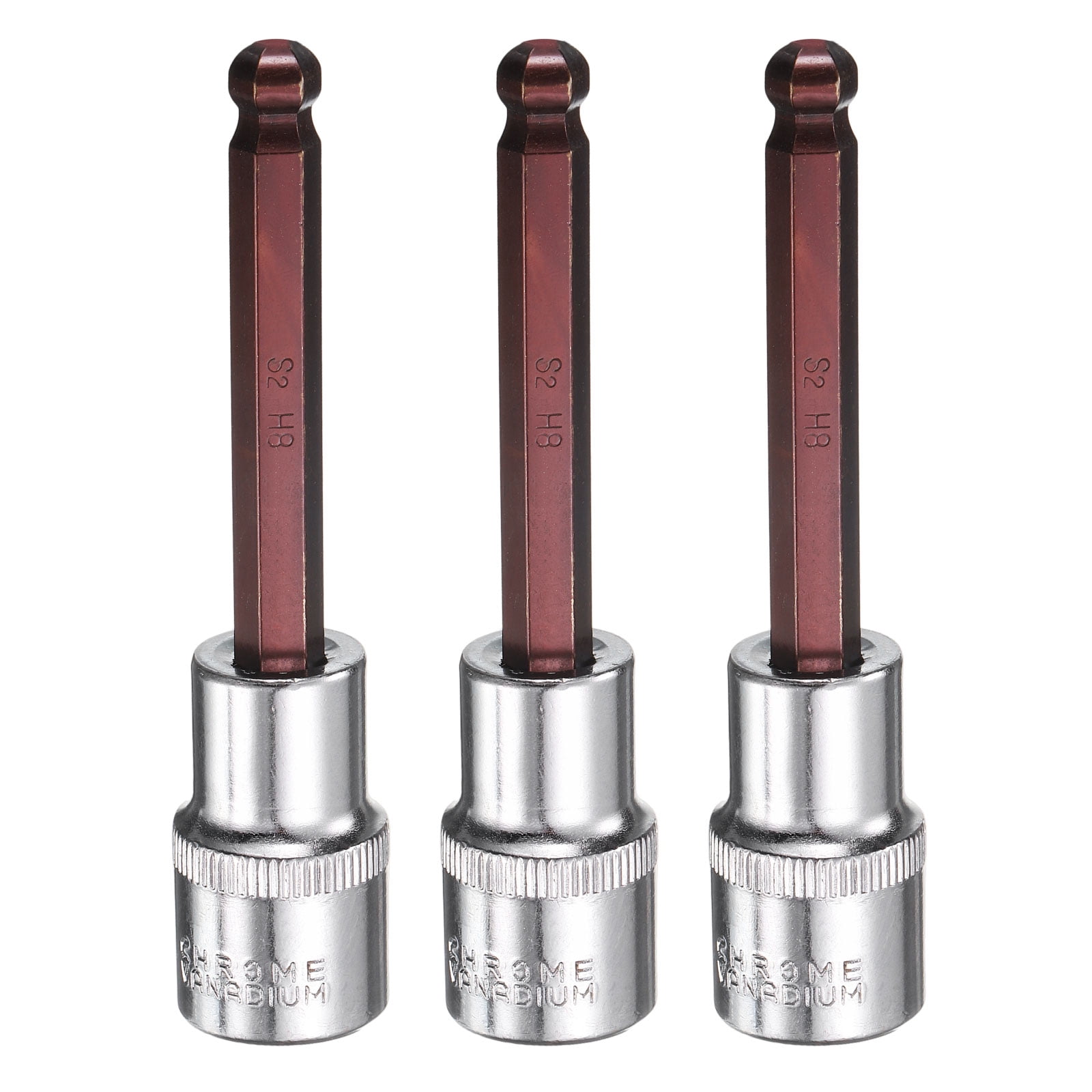 Uxcell 3pcs 8mm Ball End Hex Bit Socket 1/2" Square Drive Metric ...