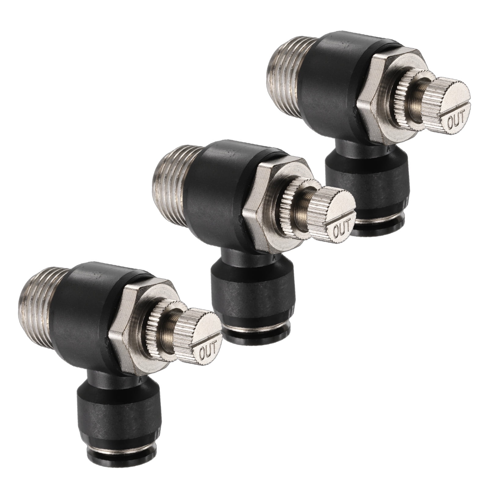 Uxcell 3pcs Air Flow Control Valve 10mm Tube OD x 1/2" PT Thread Push to Connect Fitting Air ...