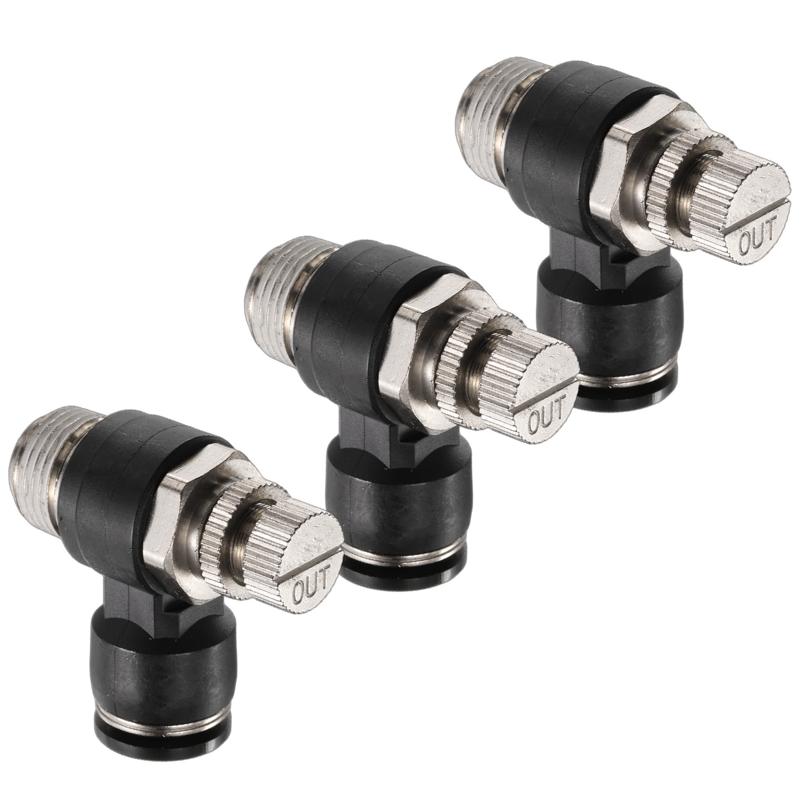 Uxcell 3pcs Air Flow Control Valve 10mm Tube OD x 3/8" PT Thread Push to Connect Fitting Air ...