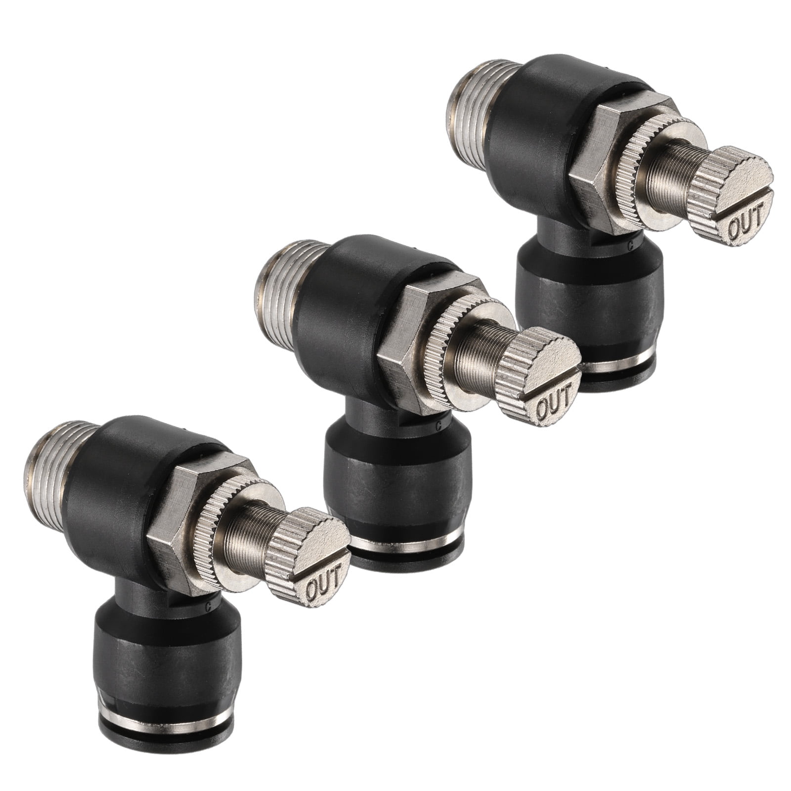 Uxcell 3pcs Air Flow Control Valve 12mm Tube OD x 3/8" PT Thread Push to Connect Fitting Air ...
