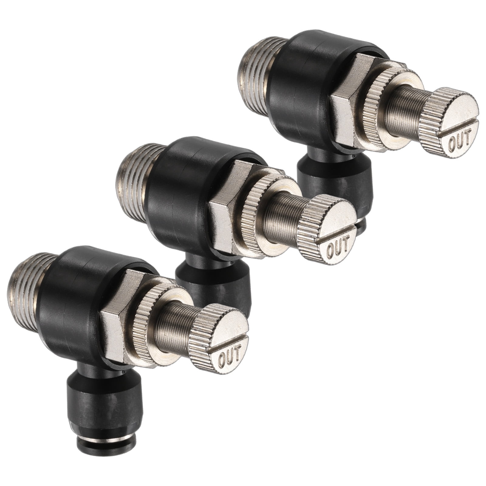 Uxcell 3pcs Air Flow Control Valve 6mm Tube OD x 3/8" PT Thread Push to Connect Fitting Air Line ...