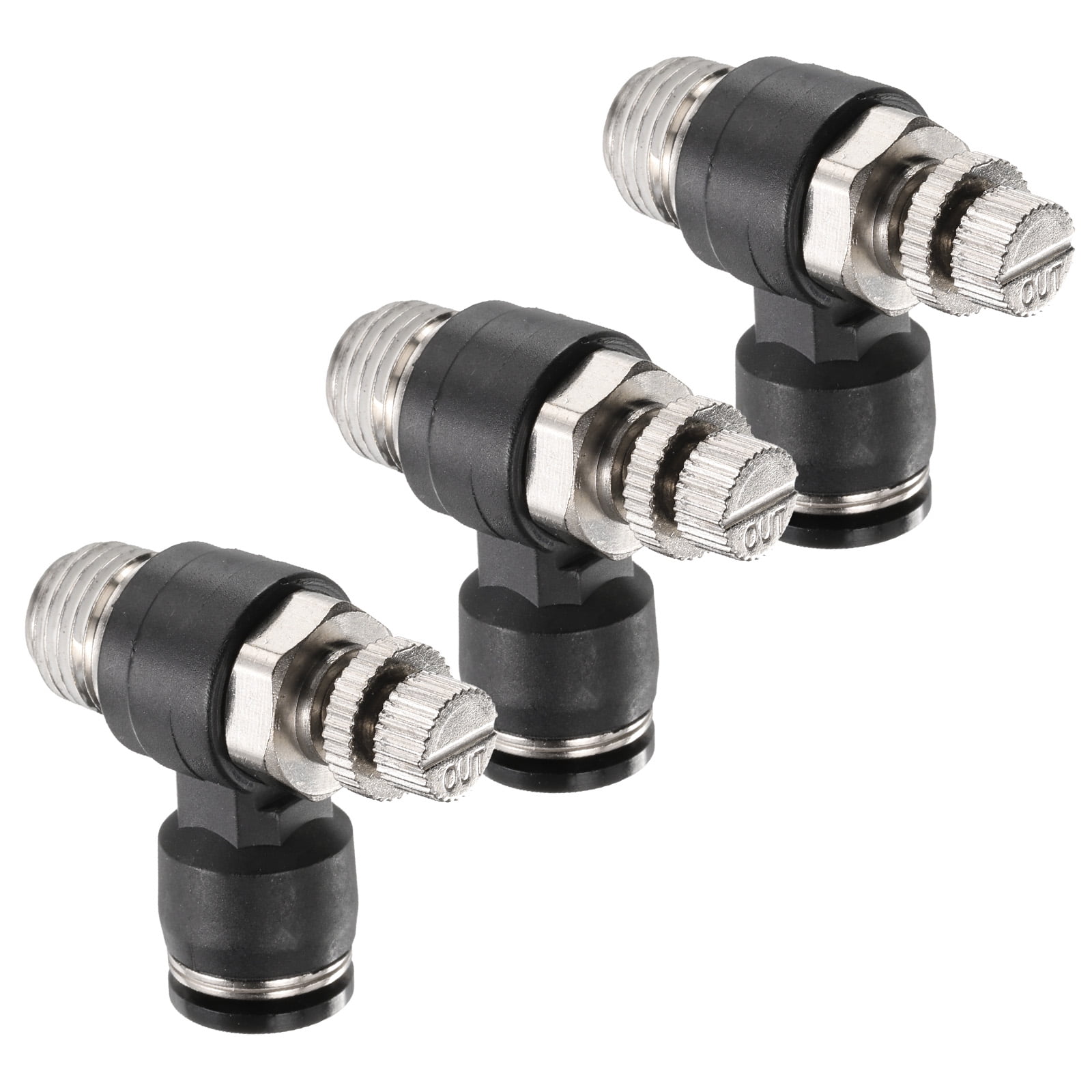 Uxcell 3pcs Air Flow Control Valve 8mm Tube OD x 1/4" PT Thread Push to Connect Fitting Air Line ...
