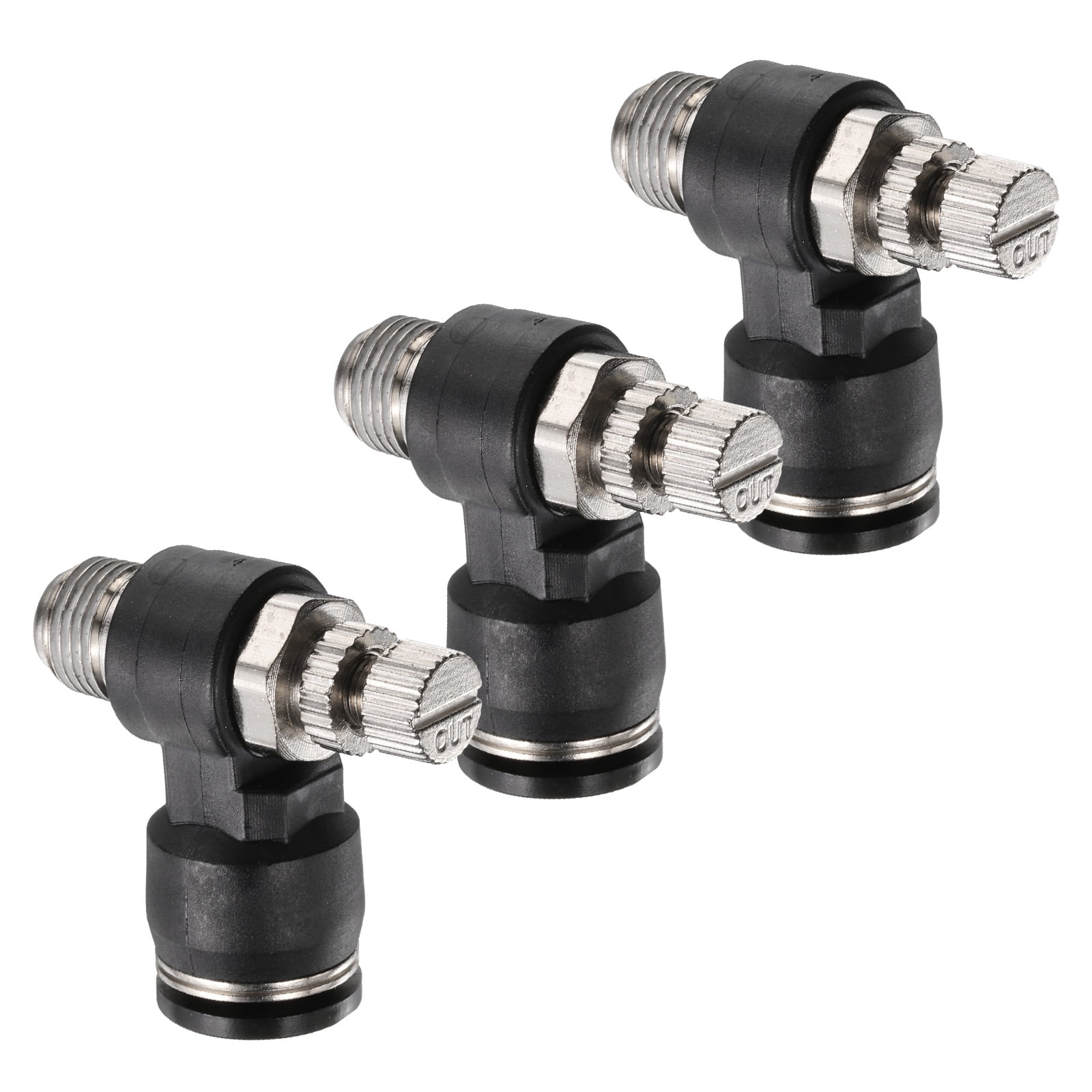 Uxcell 3pcs Air Flow Control Valve 8mm Tube OD x 1/8" PT Thread Push to ...