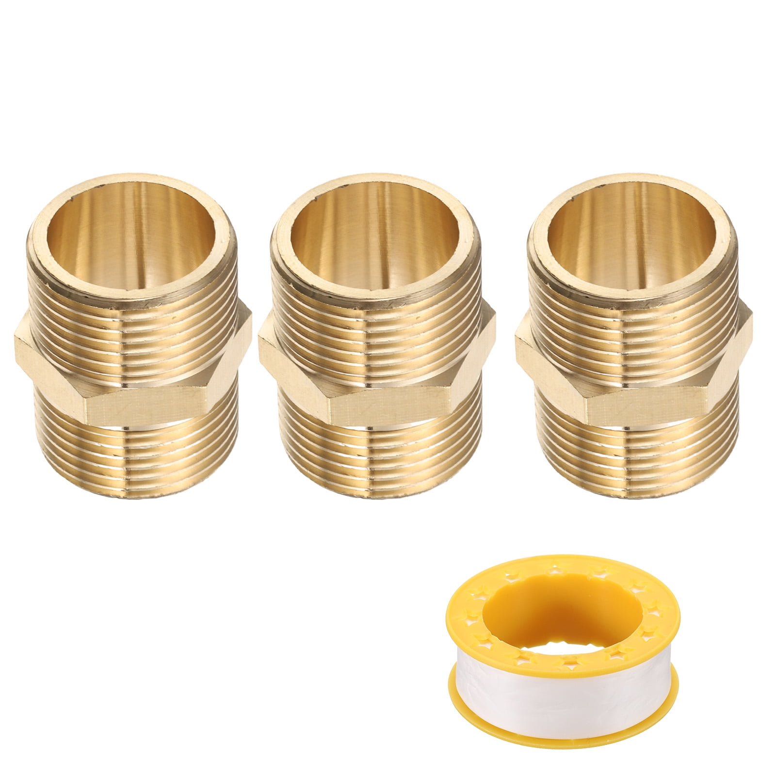 Uxcell 3pcs Brass Threaded Pipe Fitting G 3/4 NPT Male Nipple Pipe ...