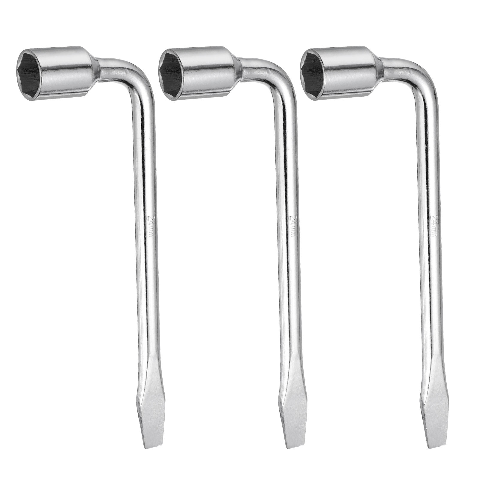 Uxcell 3pcs Car Spare Tire Lug Wrench 24mm CR-V Steel l Type Slotted ...