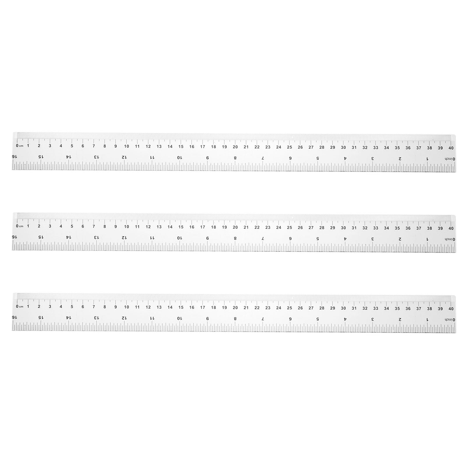 Uxcell 3pcs Clear Plastic Ruler 40cm / 1.57" Straight End Ruler with ...