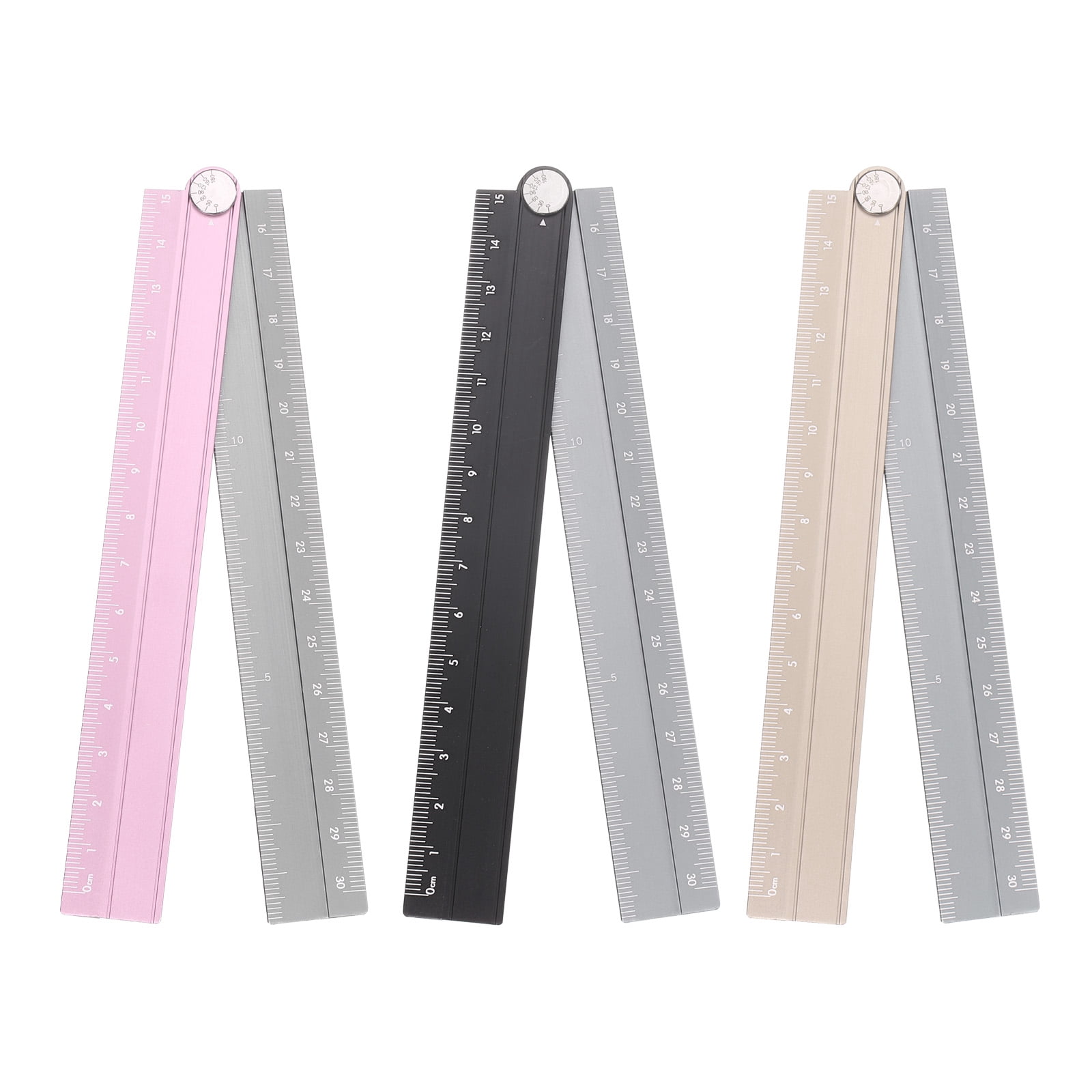 Uxcell 3pcs Folding Straight Ruler 30cm Metric Aluminum Alloy ...