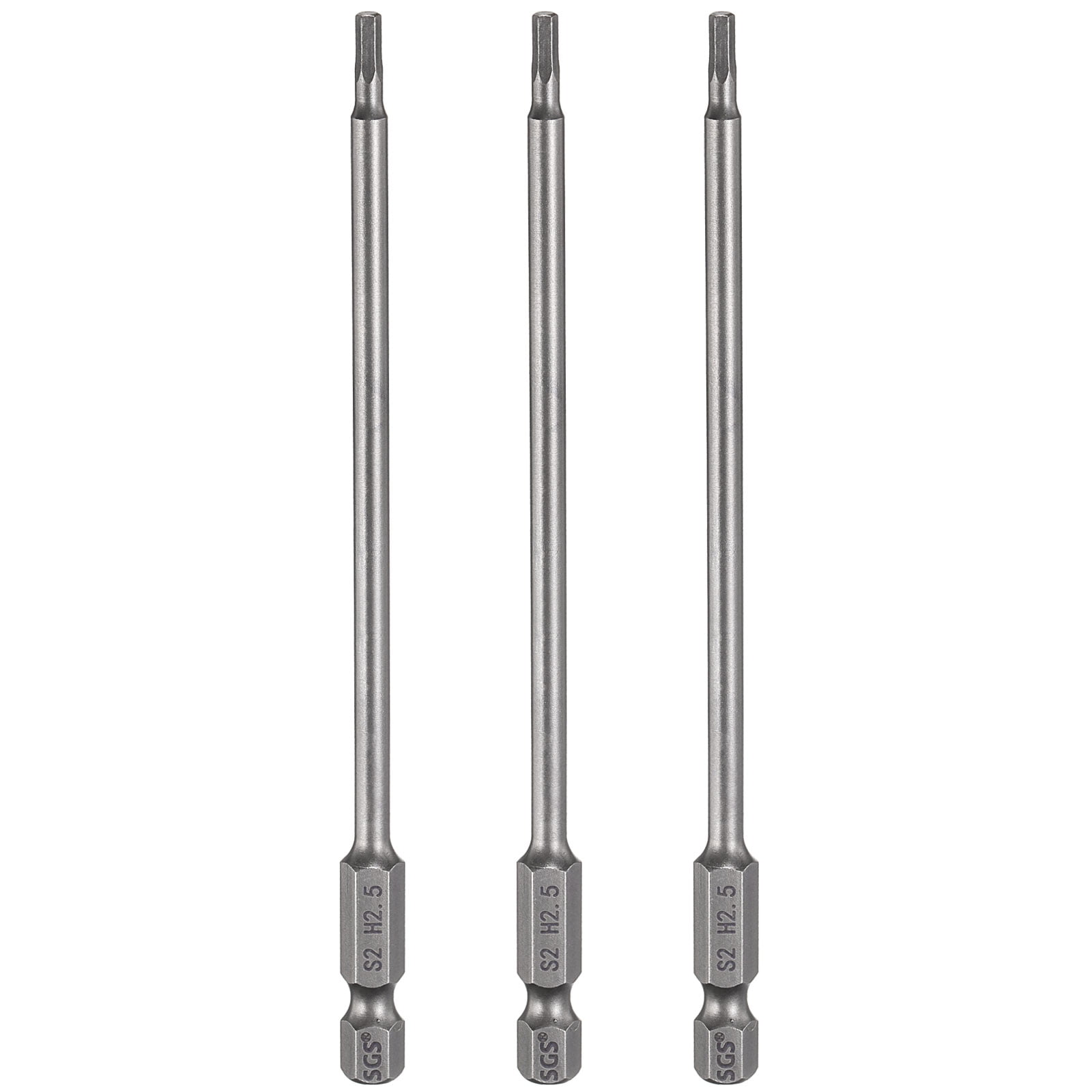 Uxcell 3pcs H2.5 Hex Head Drill Bit Wrench 2.5mm Metric Flat Tip 1/4 ...