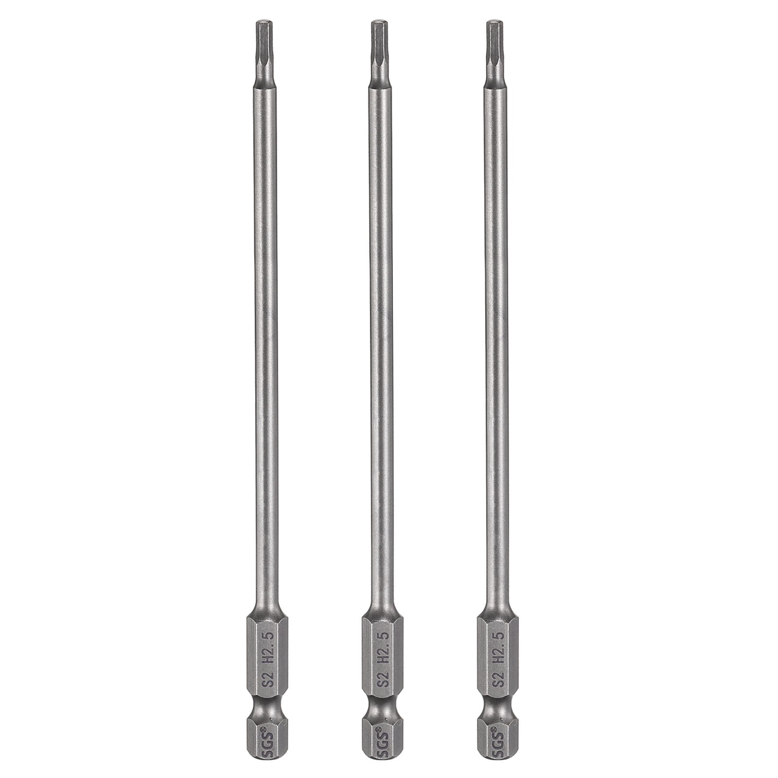 Uxcell 3pcs H2.5 Hex Head Drill Bit Wrench 2.5mm Metric Flat Tip 1/4 ...
