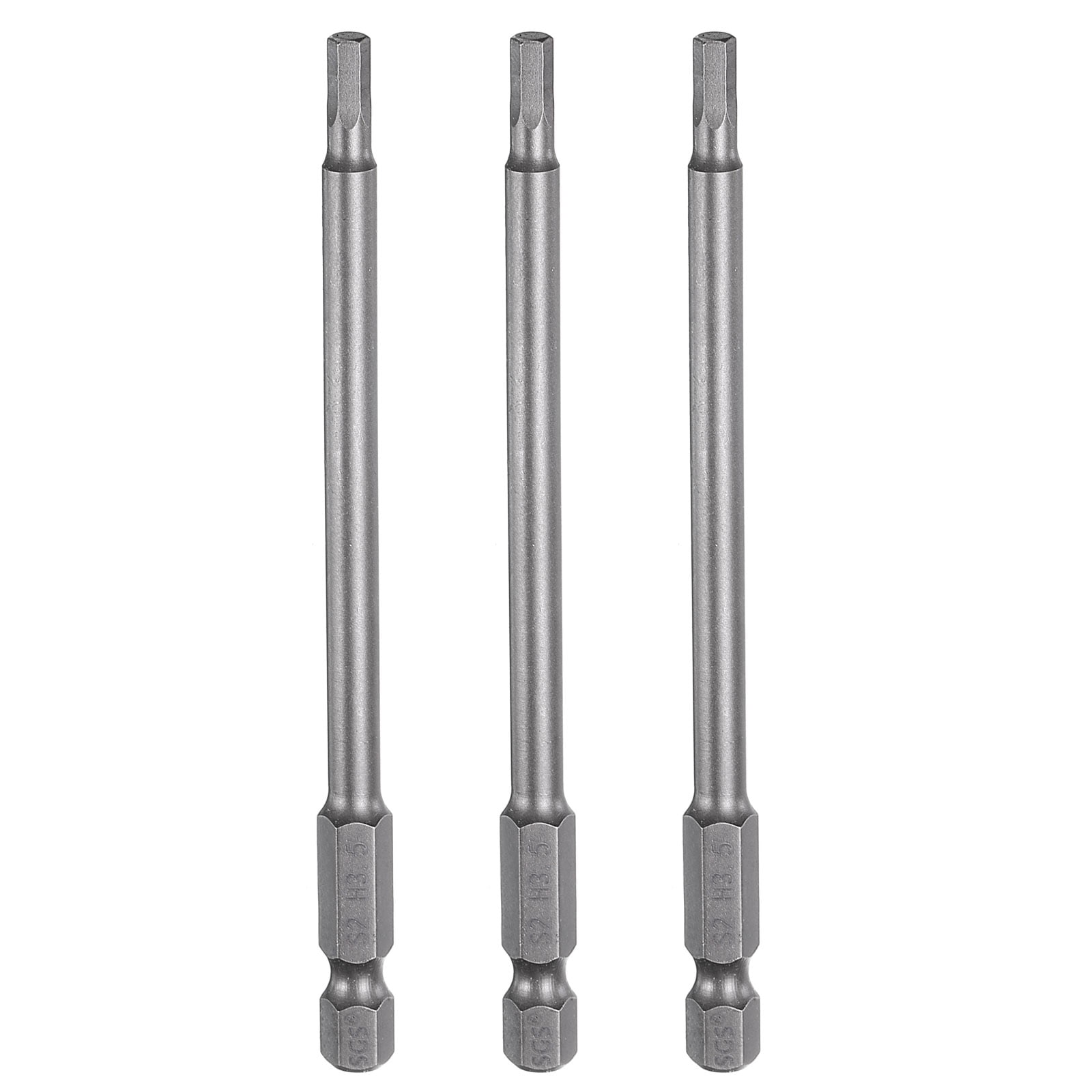 Uxcell 3pcs H3.5 Hex Head Drill Bit Wrench 3.5mm Metric Flat Tip 1/4" Hex Shank 100mm (4") Long ...