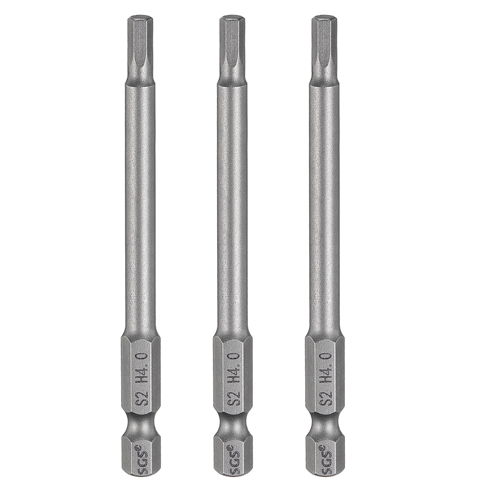 Uxcell 3pcs H4.0 Hex Head Drill Bit Wrench 4mm Metric Flat Tip 1/4" Hex Shank 100mm (4") Long ...