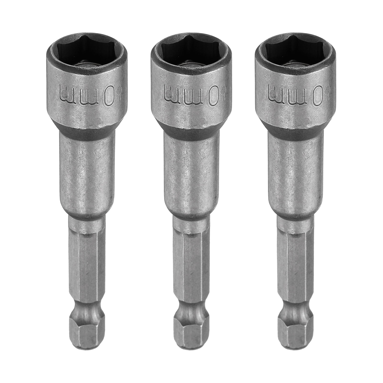 Uxcell 3pcs Hex Nut Driver Drill Bit 10mm Metric 6-Point Socket 1/4" Hex Shank Magnetic Setter ...