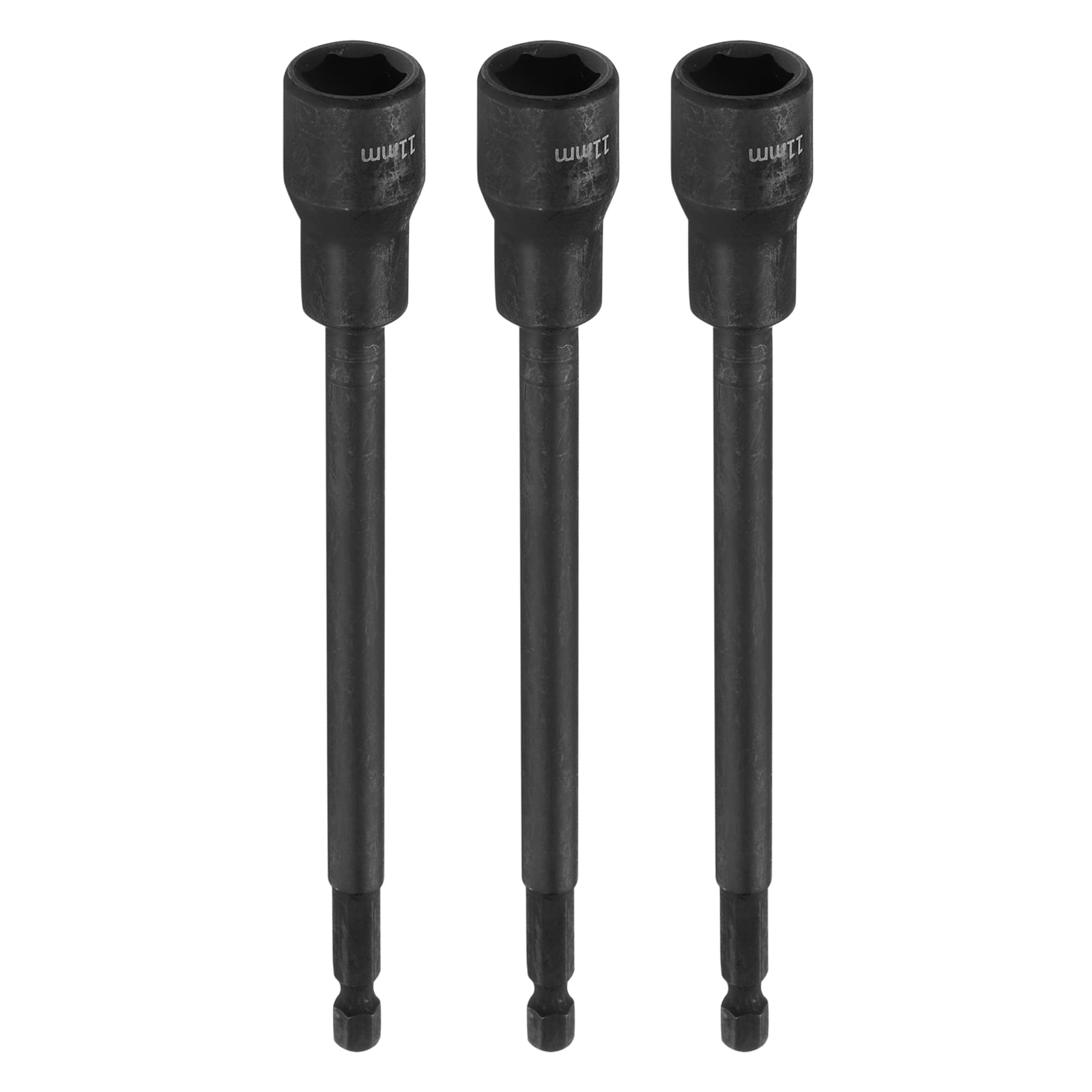 Uxcell 3pcs Hex Nut Driver Drill Bit 11mm Metric 6-Point Socket 1/4" Hex Shank Magnetic Setter ...