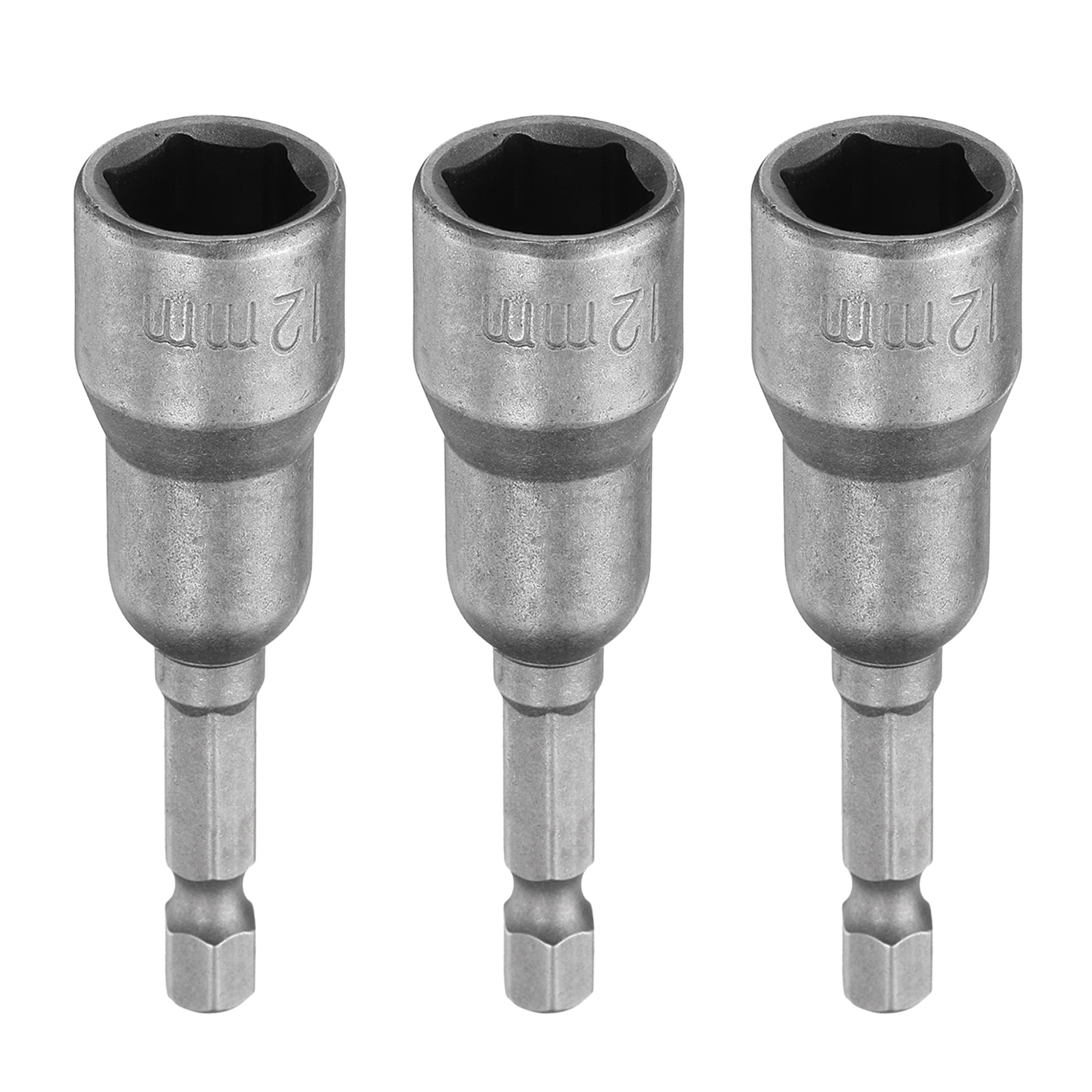 Uxcell 3pcs Hex Nut Driver Drill Bit 12mm Metric 6-Point Socket 1/4" Hex Shank Magnetic Setter ...