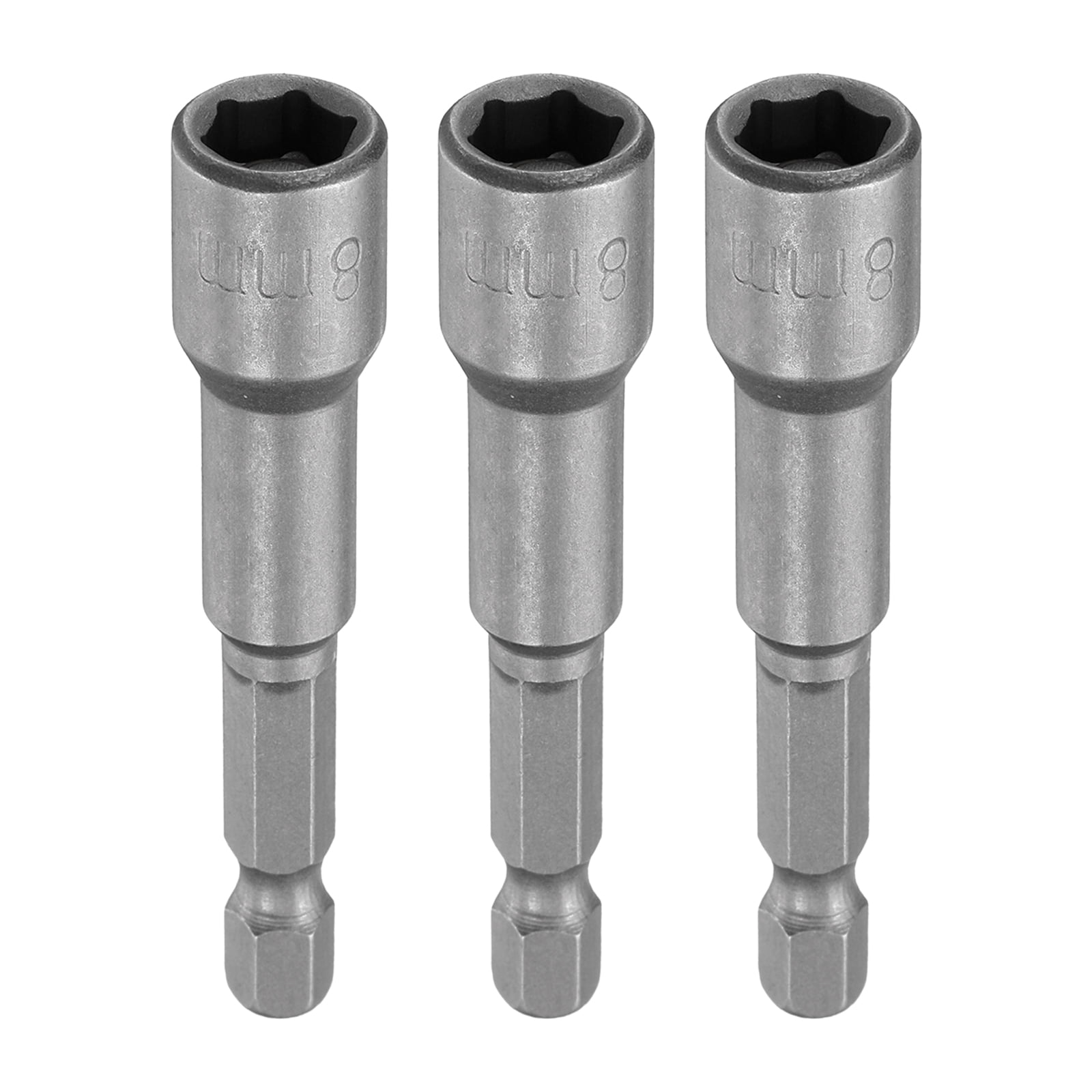 Uxcell 3pcs Hex Nut Driver Drill Bit 8mm Metric 6-Point Socket 1/4" Hex Shank Magnetic Setter CR ...