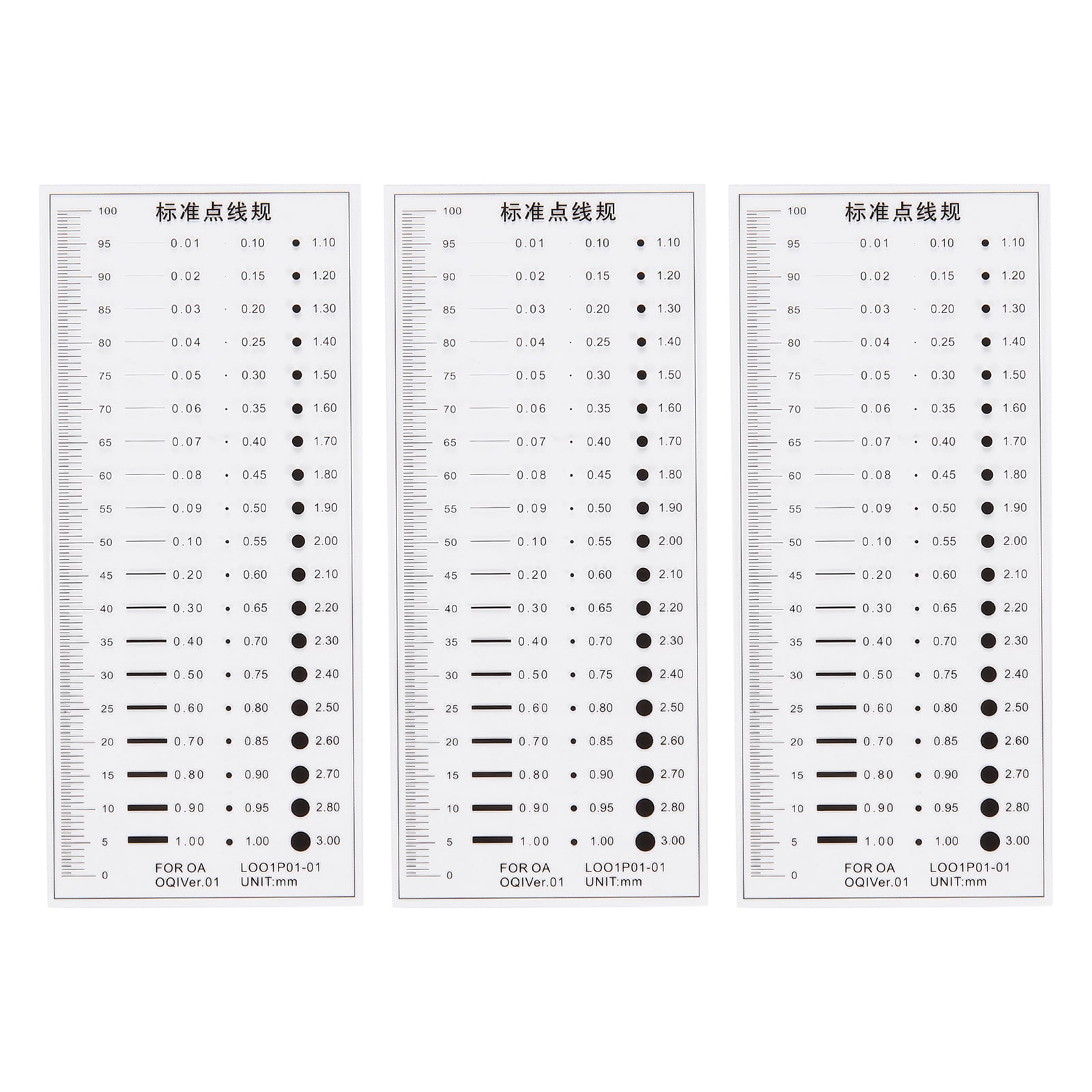 Uxcell 3pcs High Precision SEC Size Estimation Chart 106x47mm 0.12mm ...