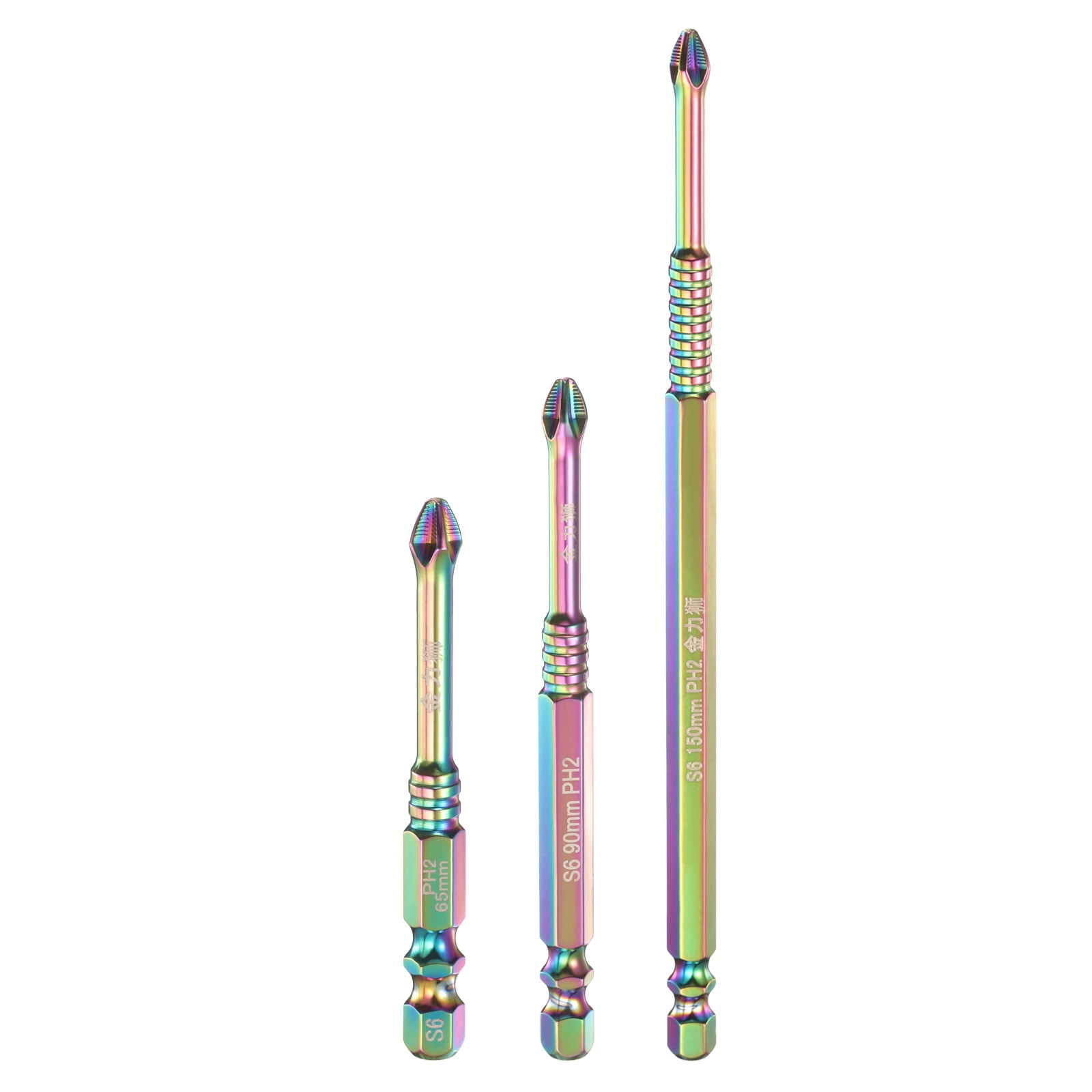 Uxcell 3pcs Impact Phillips Screwdriver Bit Set PH2 (#2) Anti Slip ...