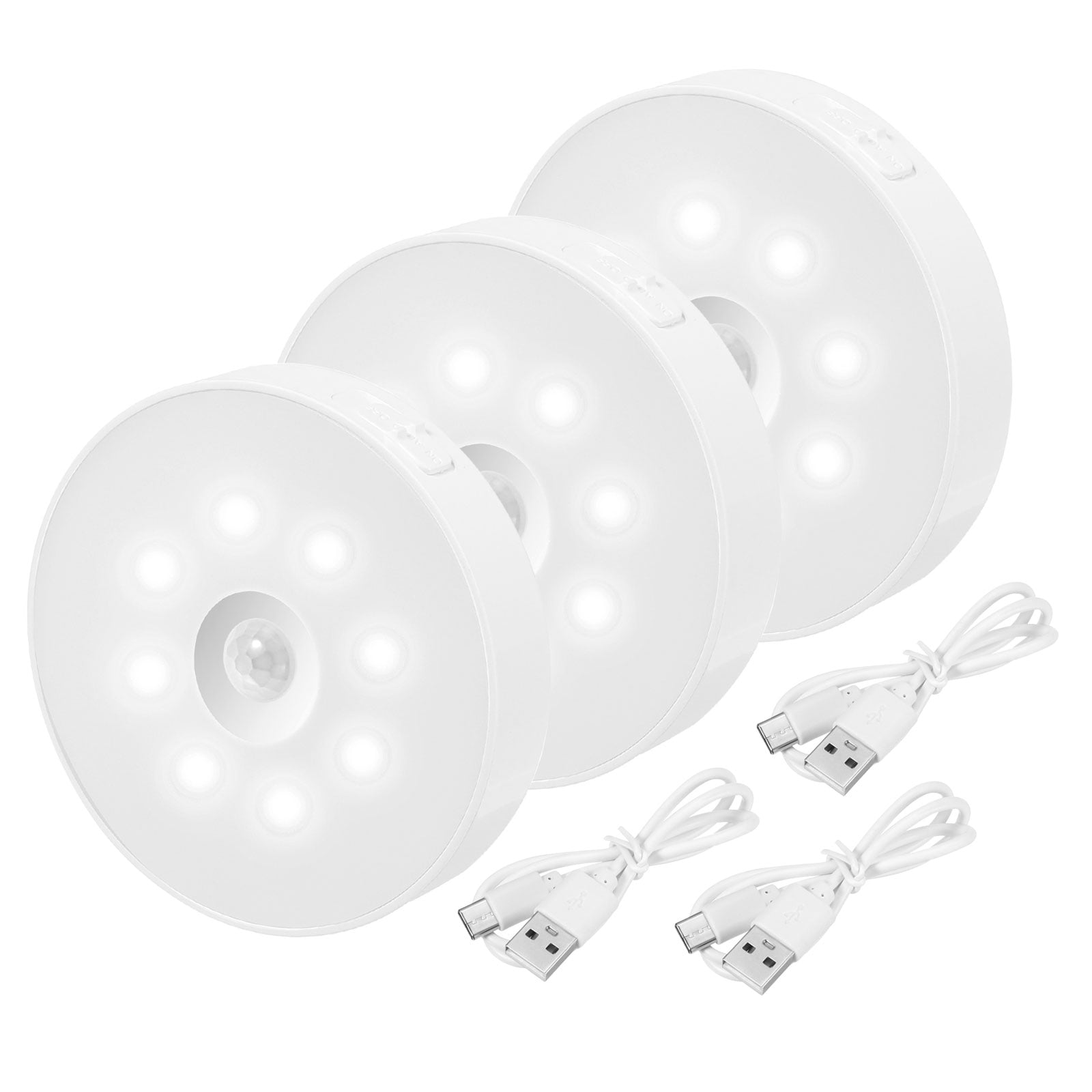 Uxcell 3pcs Indoor Motion Sensor Rechargeable Stair Lights, LED Under ...