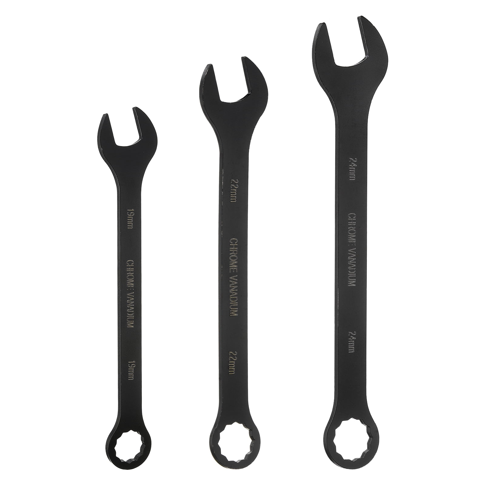 Uxcell 3pcs Metric Combination Wrench 19/22/24mm Carbon Steel 12-Point ...