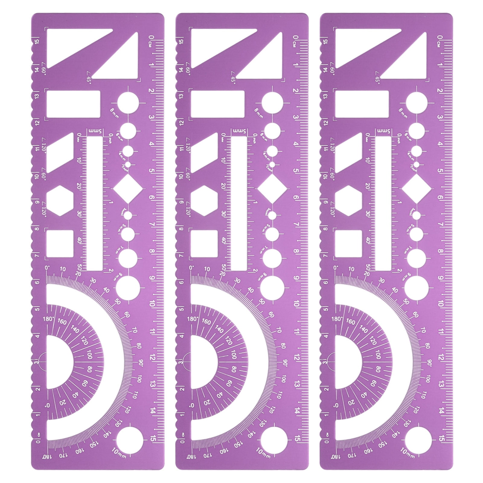 Uxcell 3pcs Multifunctional Geometric Rulers 15cm Metric and SAE ...