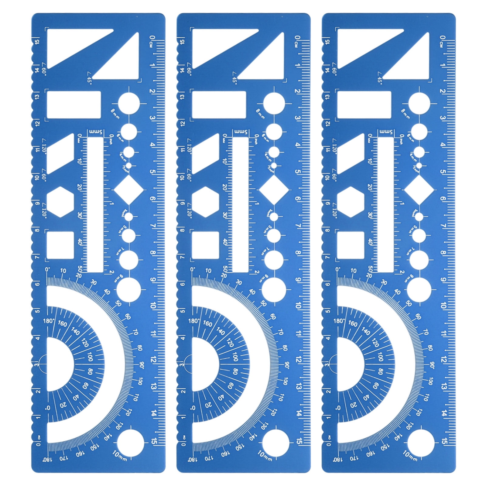 Uxcell 3pcs Multifunctional Geometric Rulers 15cm Metric and SAE ...