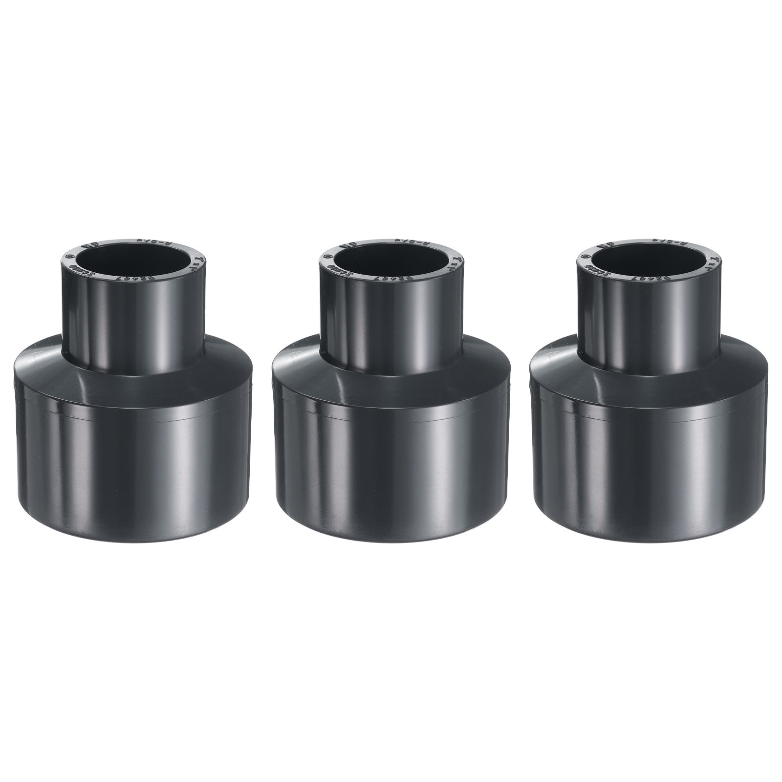 Uxcell PVC Reducing Coupling Increaser Reducer Coupling Pipe Fittings Black 2 x 1" 3 Pcs ...