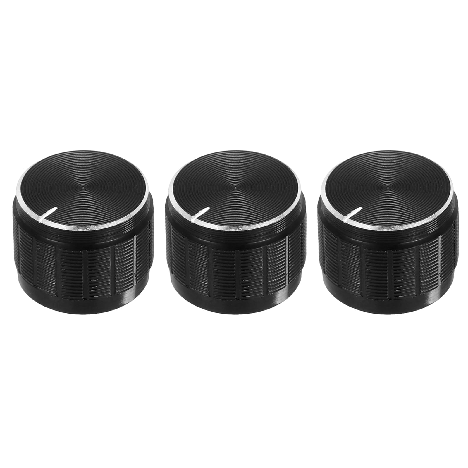 3pcs Potentiometer Knob Knurled Shaft Black Aluminum 6mm Shaft Dia. Rotary Knob 17mmx13mm Volume ...