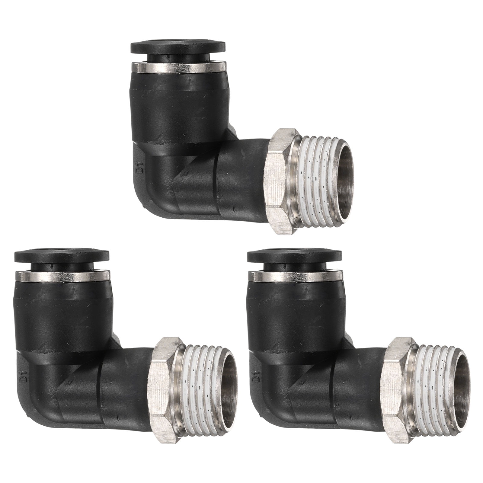 Uxcell 3pcs Push to Connect Tube Fitting 3/8" BSPT Male Thread x 10mm ID 90 Degree Pneumatic ...