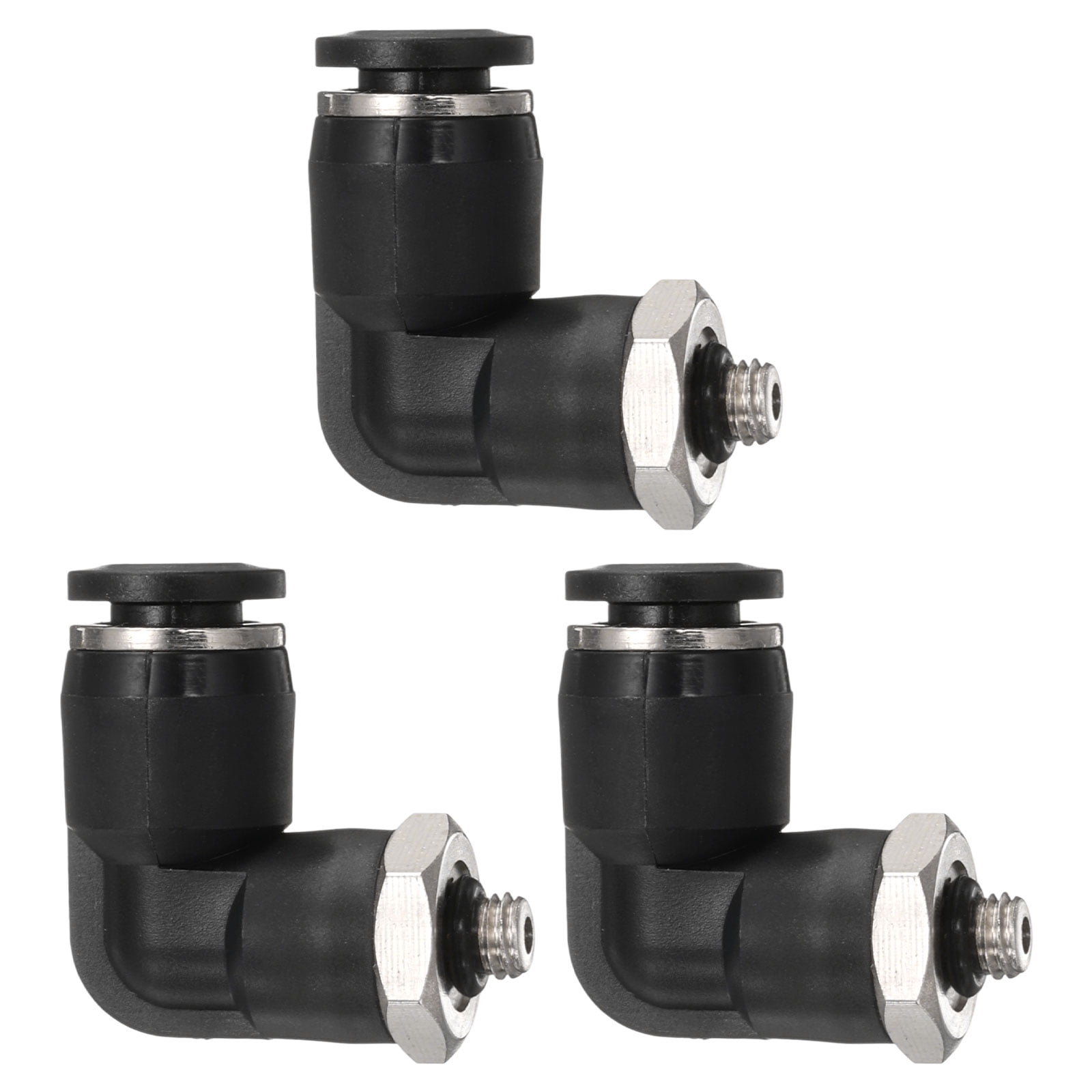 Uxcell 3pcs Push to Connect Tube Fitting M5x0.8 Male Thread x 6mm ID 90 ...