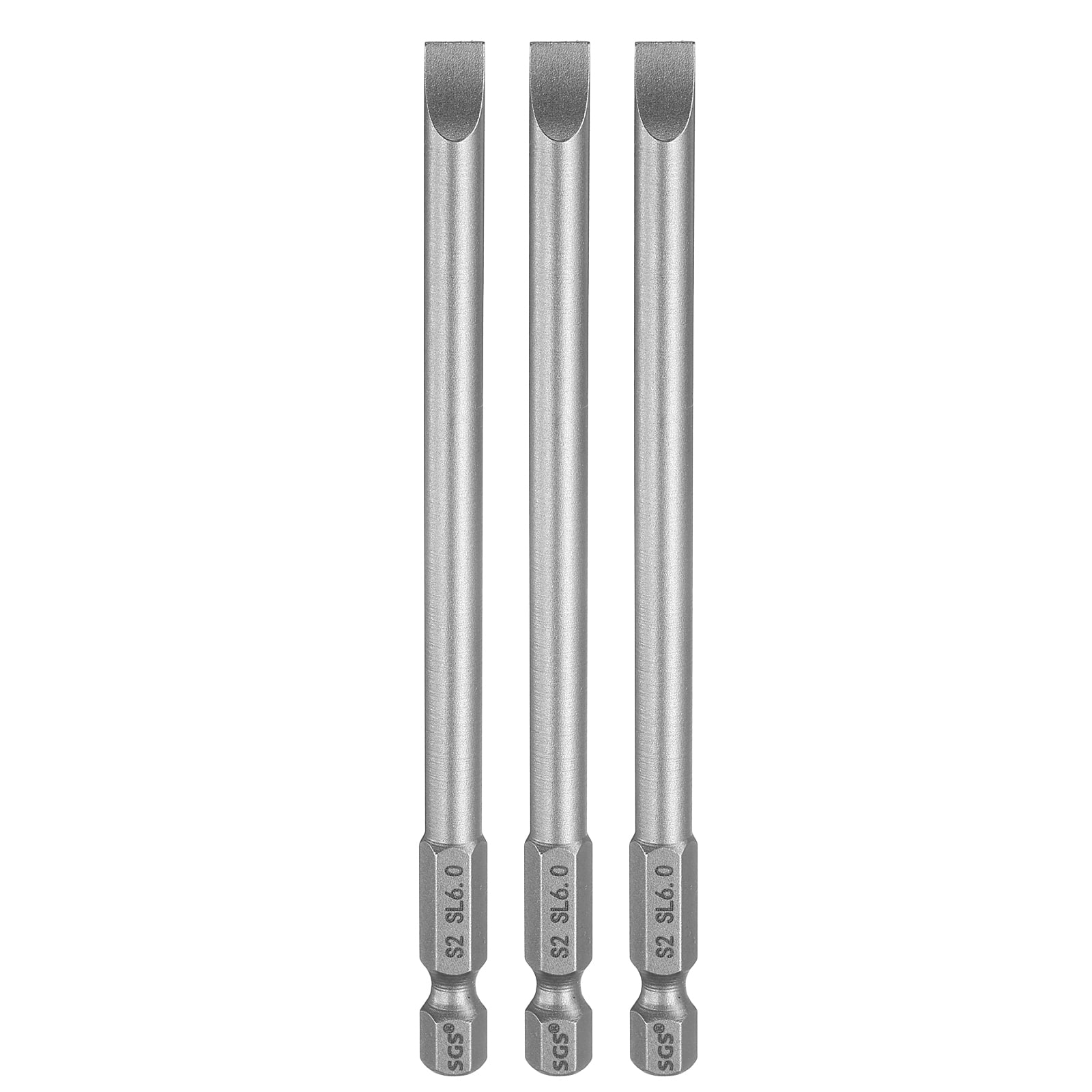 Uxcell 3pcs SL6 Slotted Screwdriver Bits 6mm Slotted Tip 1/4" Hex Shank ...