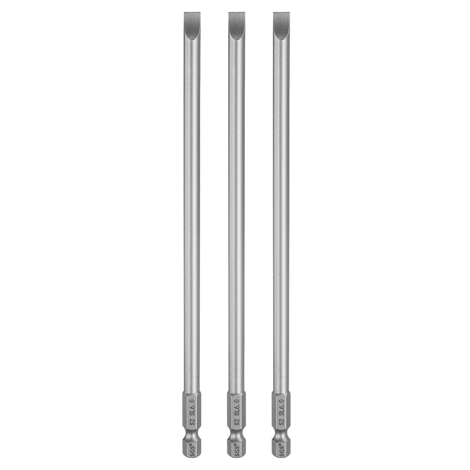 Uxcell 3pcs SL6 Slotted Screwdriver Bits 6mm Slotted Tip 1/4" Hex Shank ...