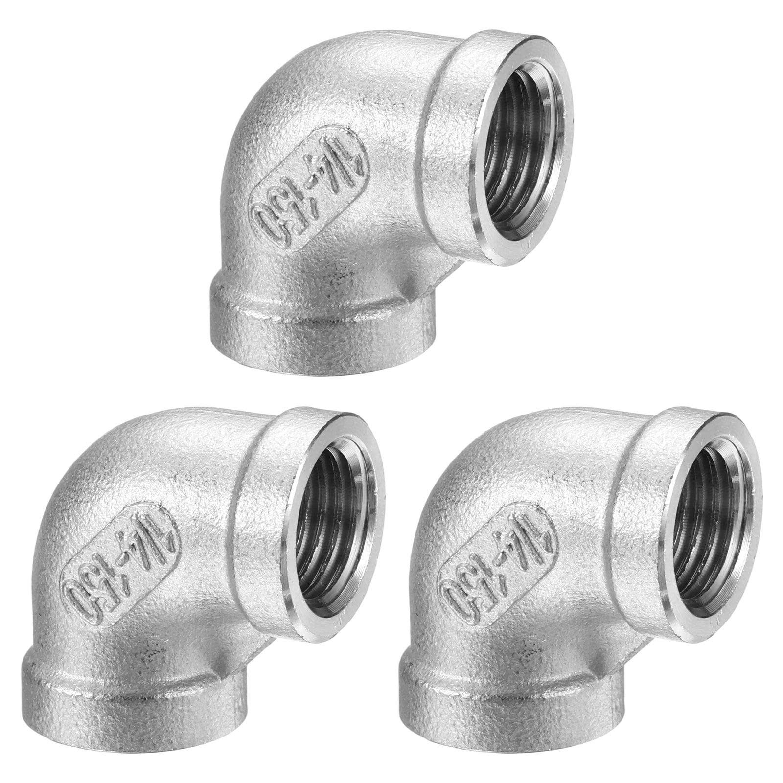 Uxcell 3pcs Stainless Steel 304 Cast Pipe Fitting NPT 1/4" Female ...