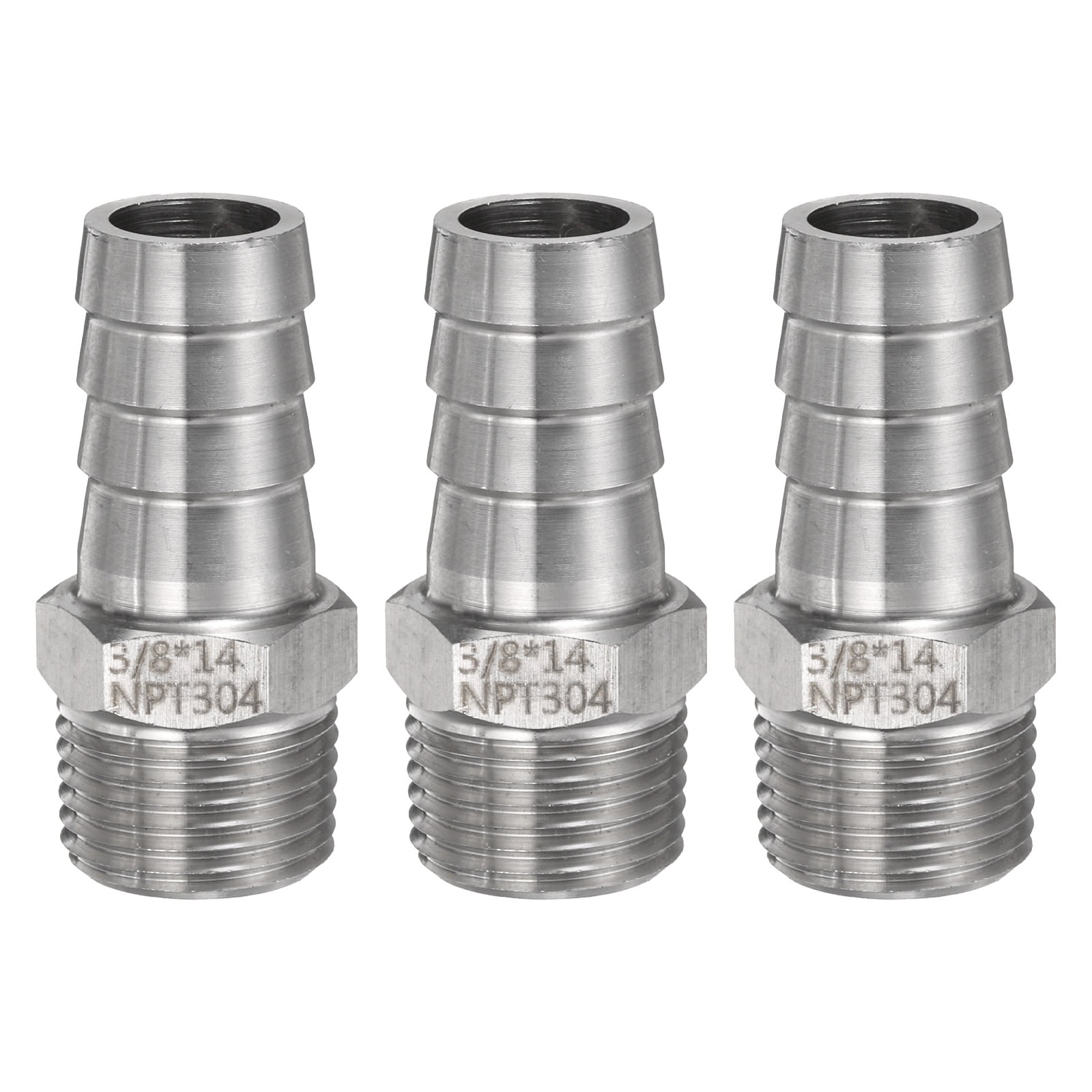 Uxcell 3pcs Stainless Steel Hose Barb Fitting 14mm Barbed x 3/8" NPT ...