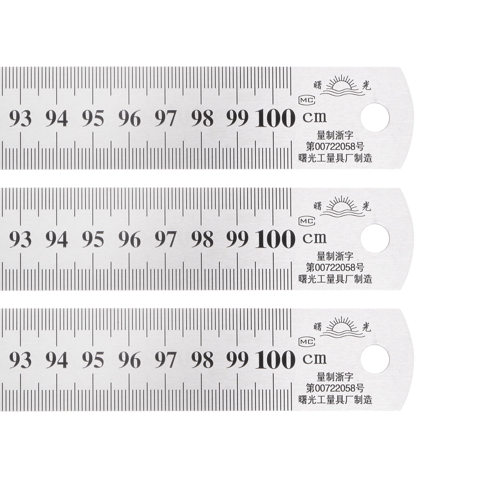 Uxcell 3pcs Stainless Steel Ruler 40"x1/25"x11/7" Straight Edge ...
