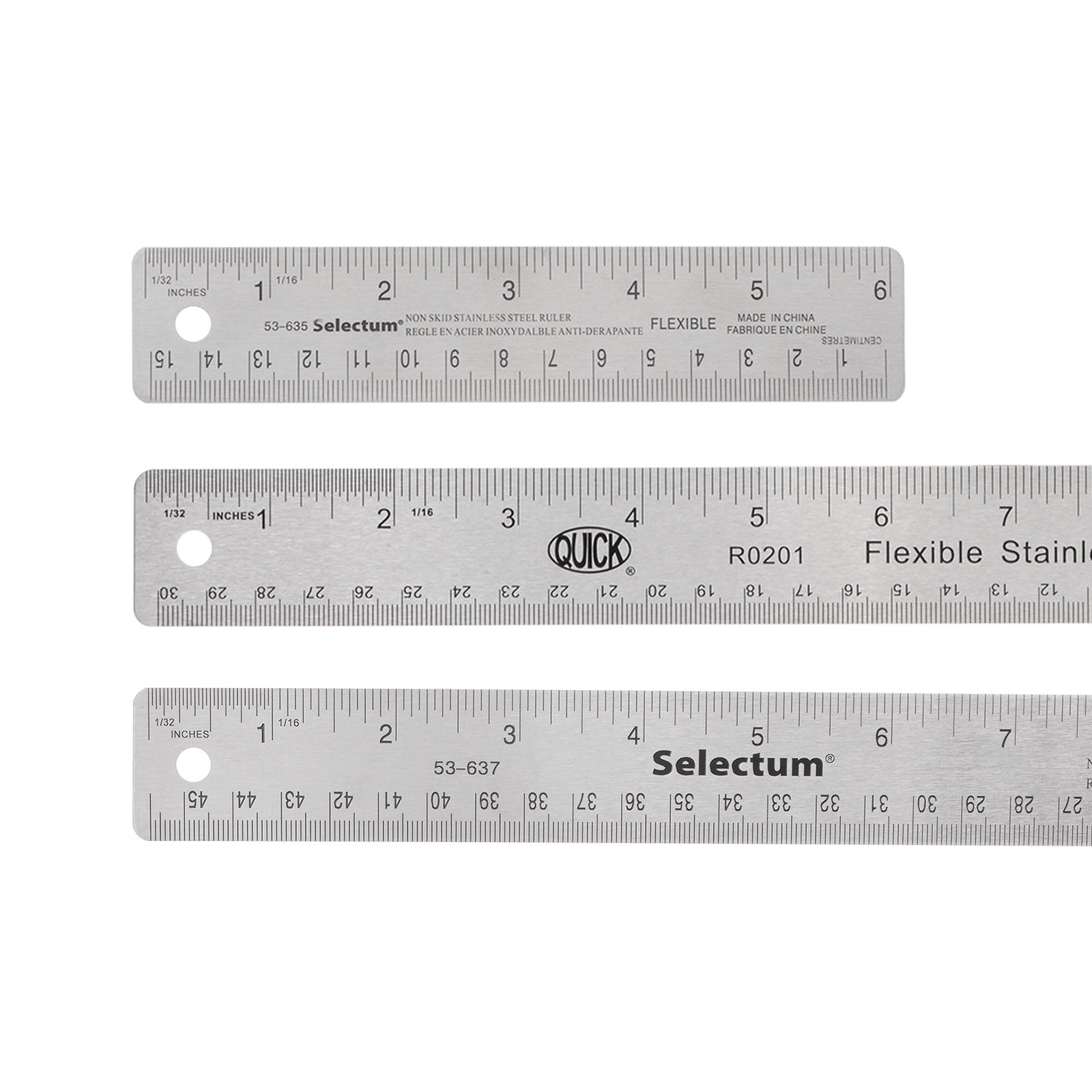Uxcell 3pcs Stainless Steel Rulers with Non-Skid Backing 15cm/6" 30cm ...