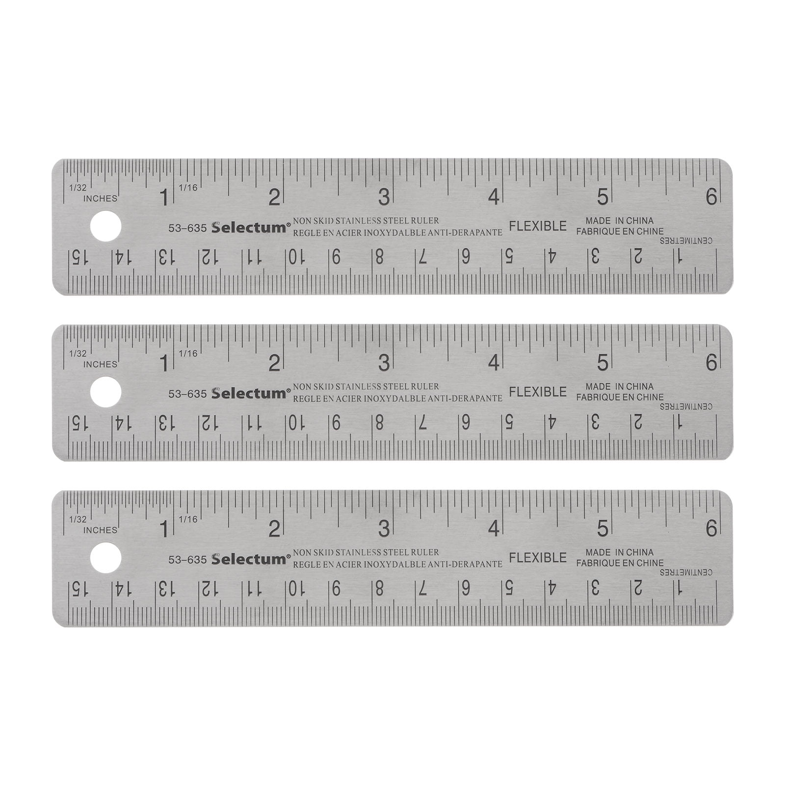 Uxcell 3pcs Stainless Steel Rulers with Non-Skid Backing 15cm/6" Inch ...