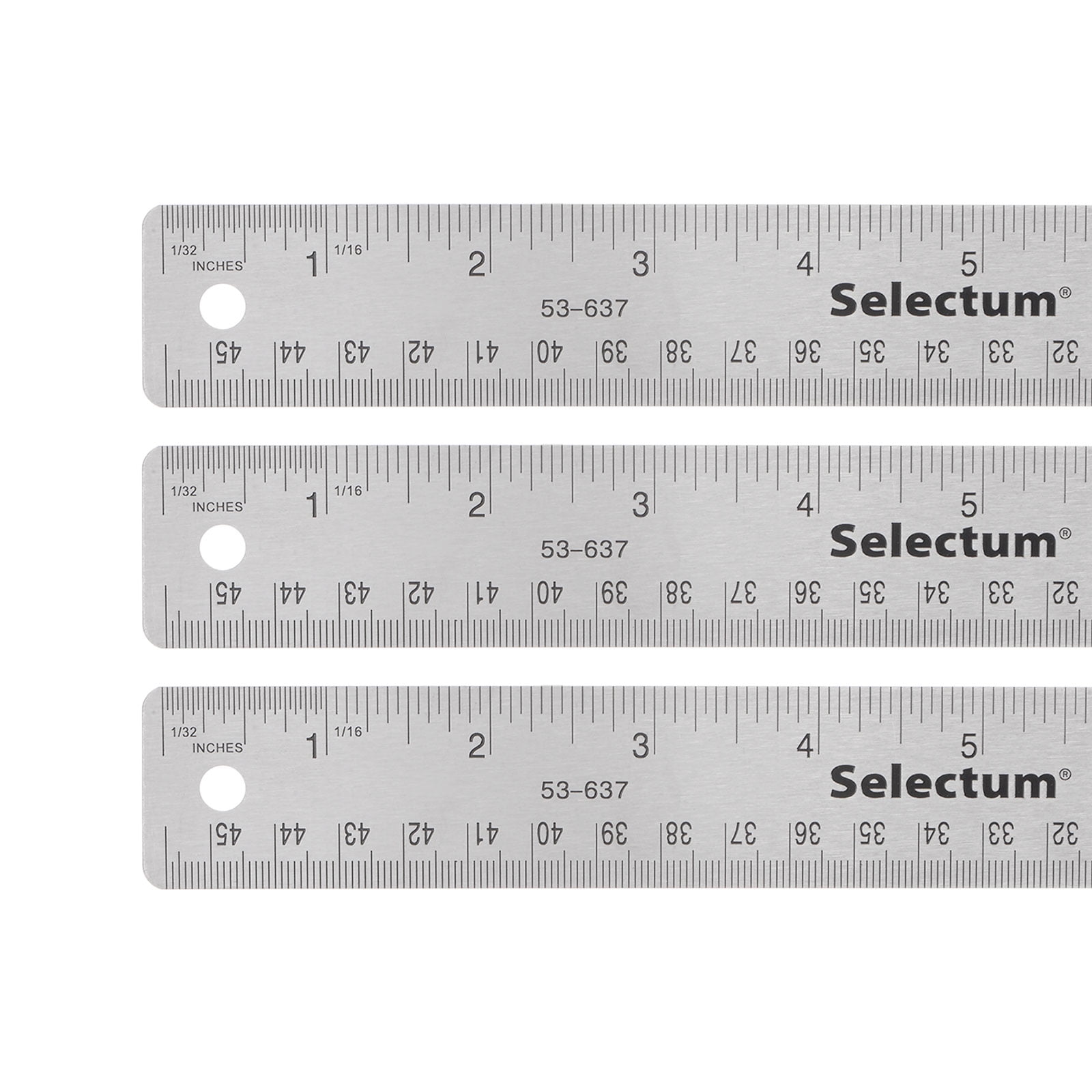 Uxcell 3pcs Stainless Steel Rulers with Non-Skid Backing 45cm/18" Inch ...